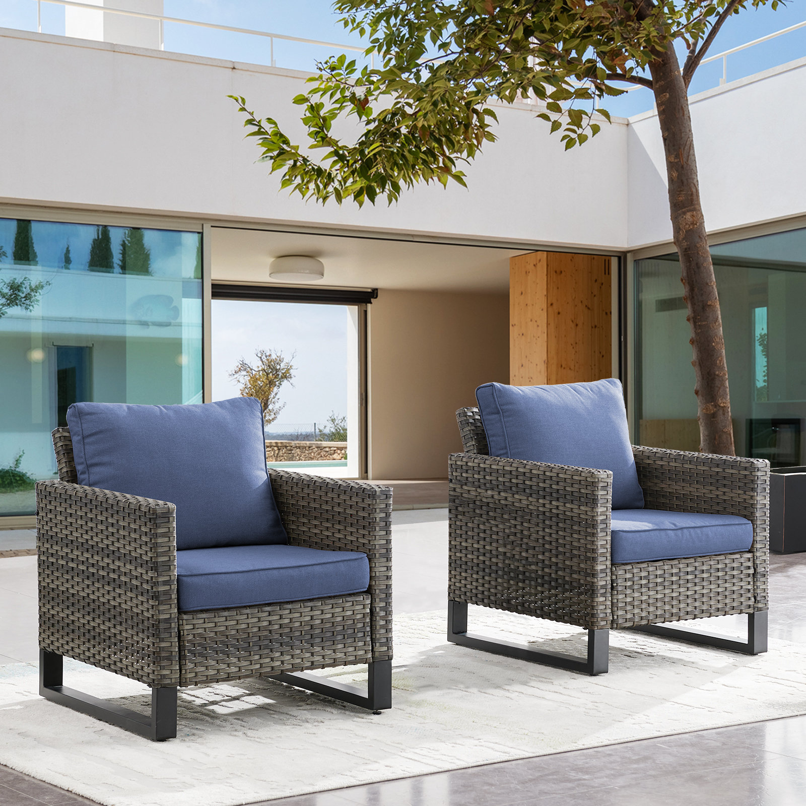 Hokku Designs Valierius Patio Chairs with Cushion | Wayfair