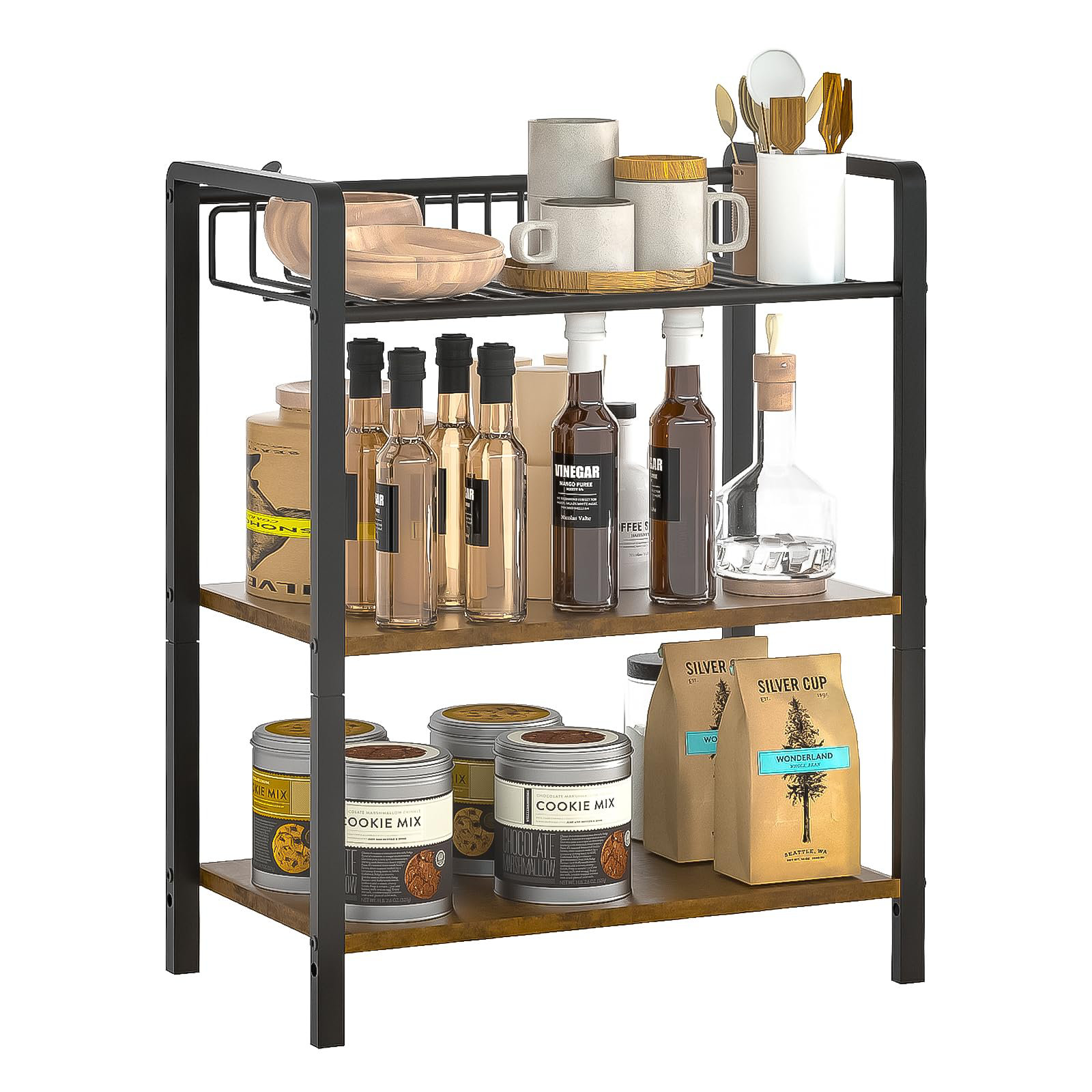 Ivy Bronx Kitchen Counter Shelf, 3-Tier Bathroom Counter Shelf, Spice ...