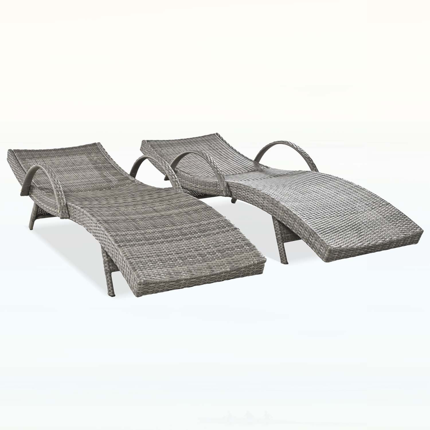 George Oliver Outdoor Ergonomic Wicker Chaise Lounge Chairs Set for ...