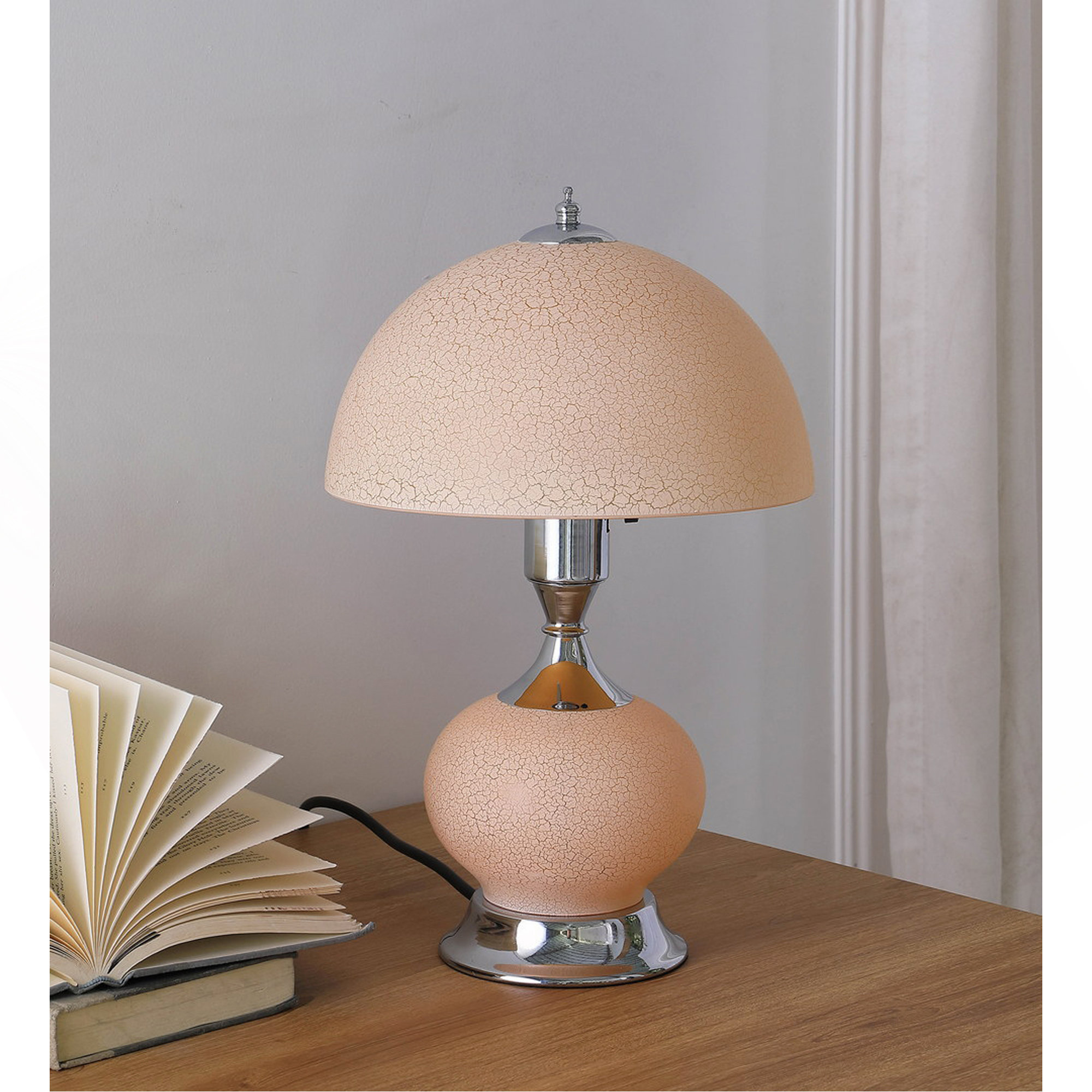 Dakota Fields Erte Blush Pink Art Deco Glass W/ Night Light Table Lamp ...