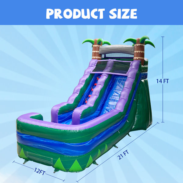GOOSH 14' x 21' Purple Tropical Commercial Grade Water Slide with ...