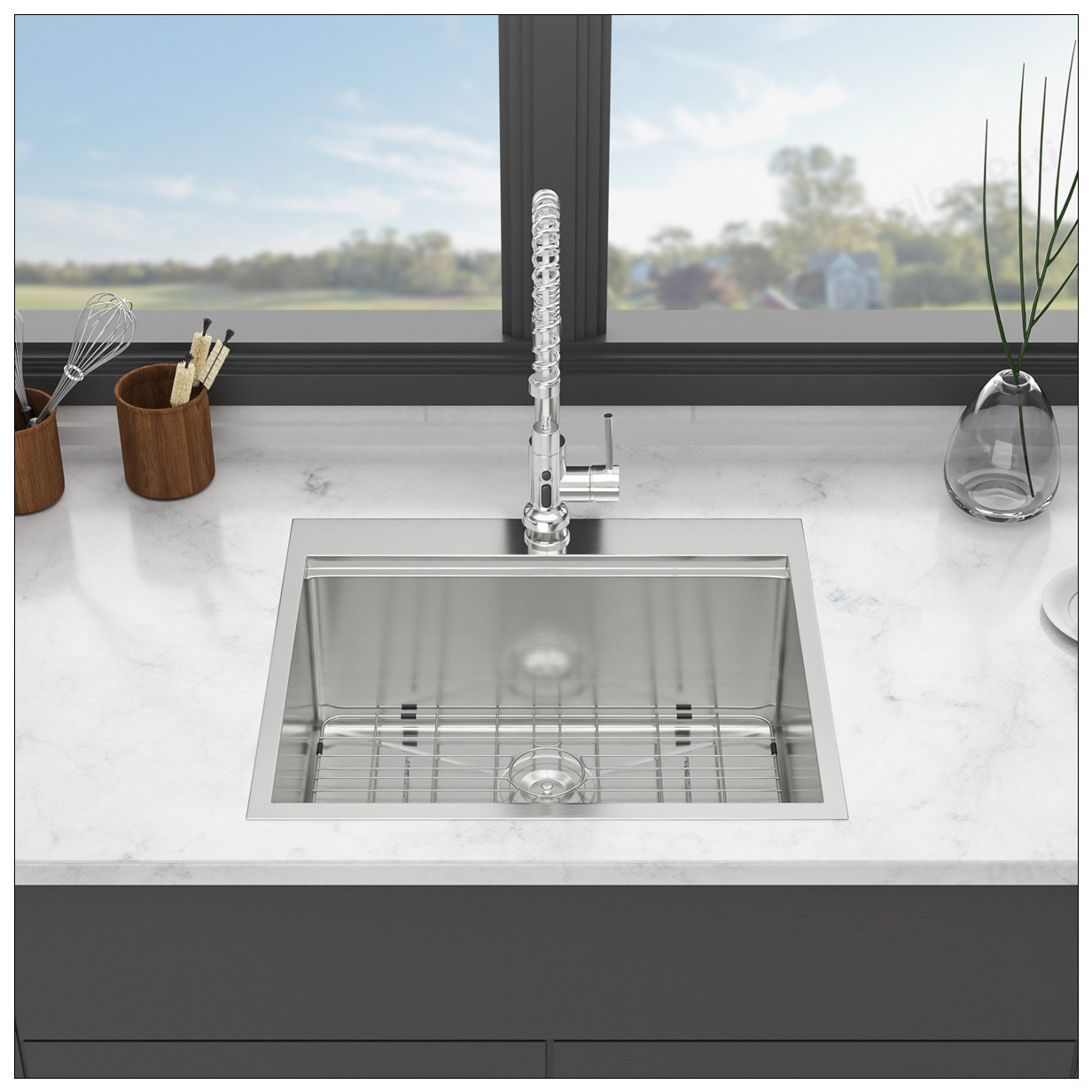 lonloo pati 25 Inch Drop-in Kitchen Sink - Durable 16 Gauge Stainless ...