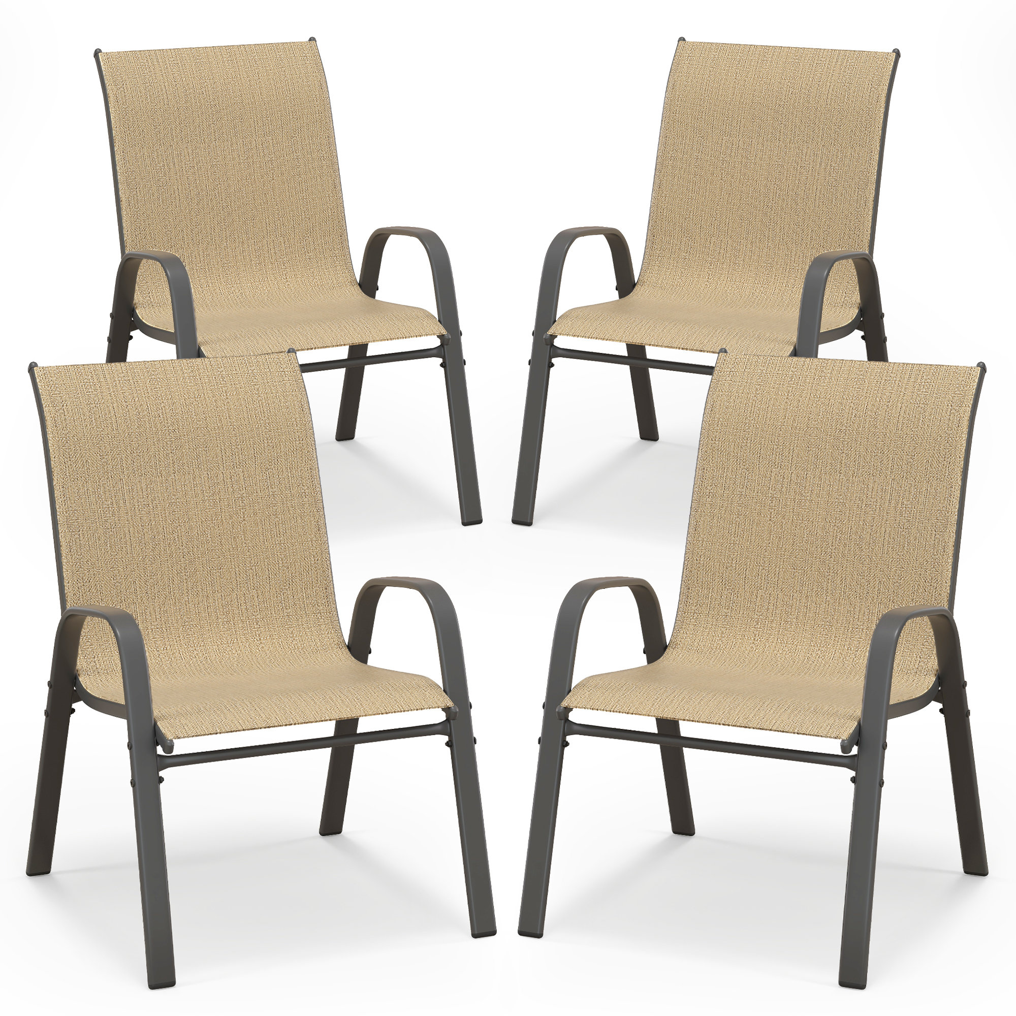 Latitude Run® Patio Chairs Set Of 4, Outdoor Lightweight Stackable ...