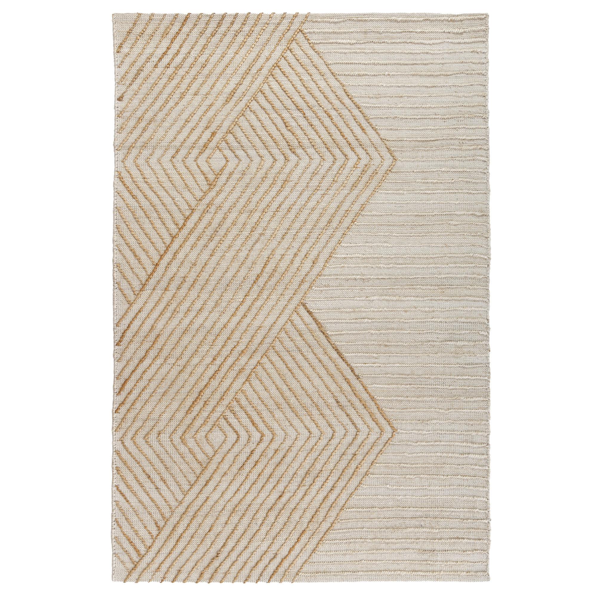 Wrought Studio™ Transitional Ivory/Tan Abstract Diamond Hand-Woven Jute ...