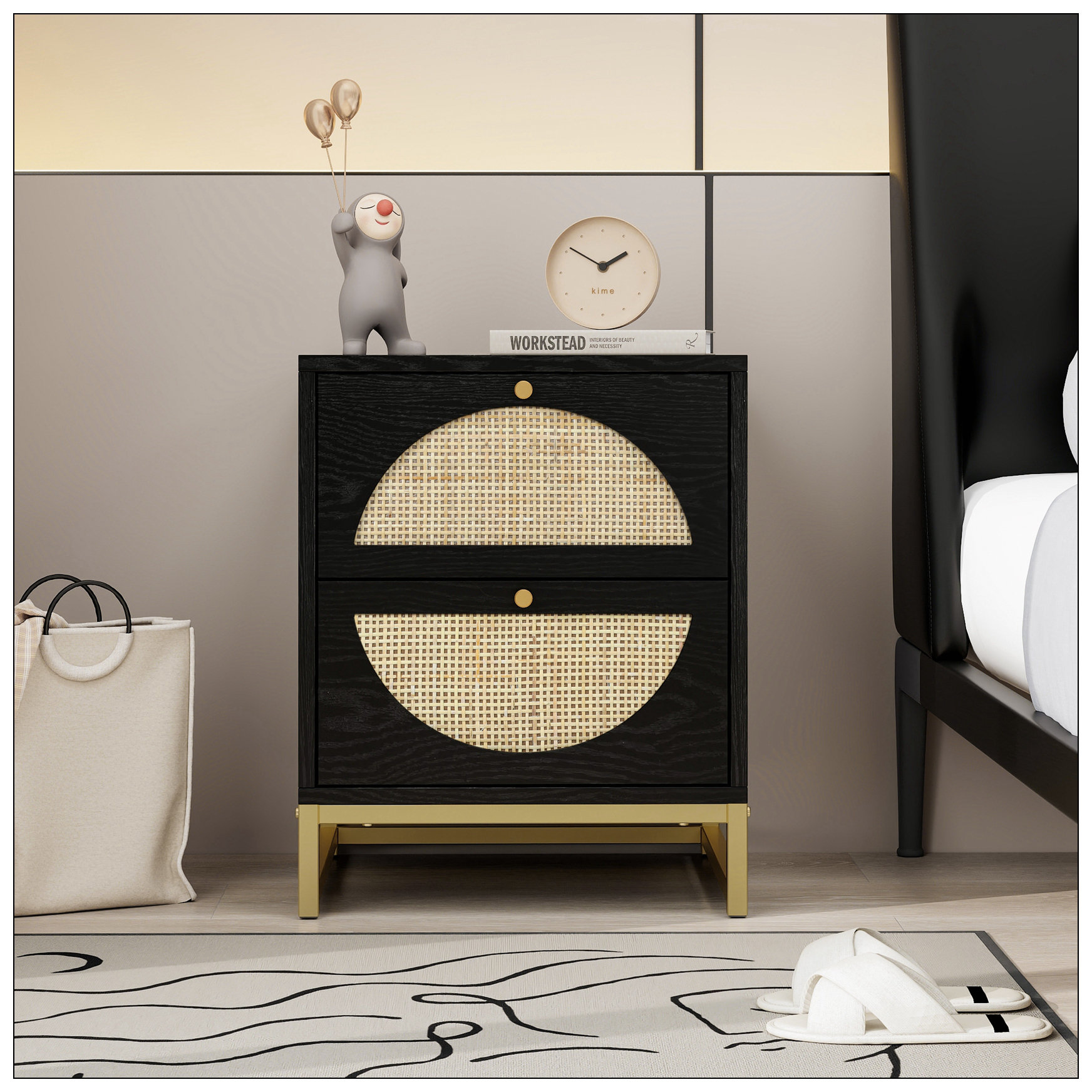 Bay Isle Home™ Allen 2 Drawer Side Table, Display Rack for Bedroom and ...