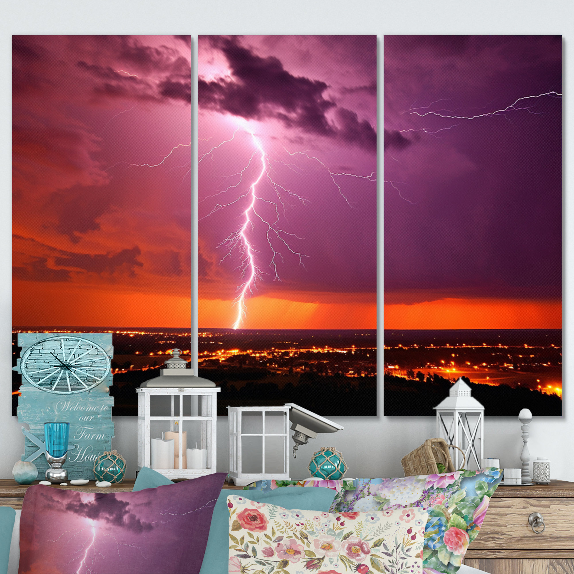 Ebern Designs Dramatic Thunderstorms III - Lightning Metal Wall Decor ...