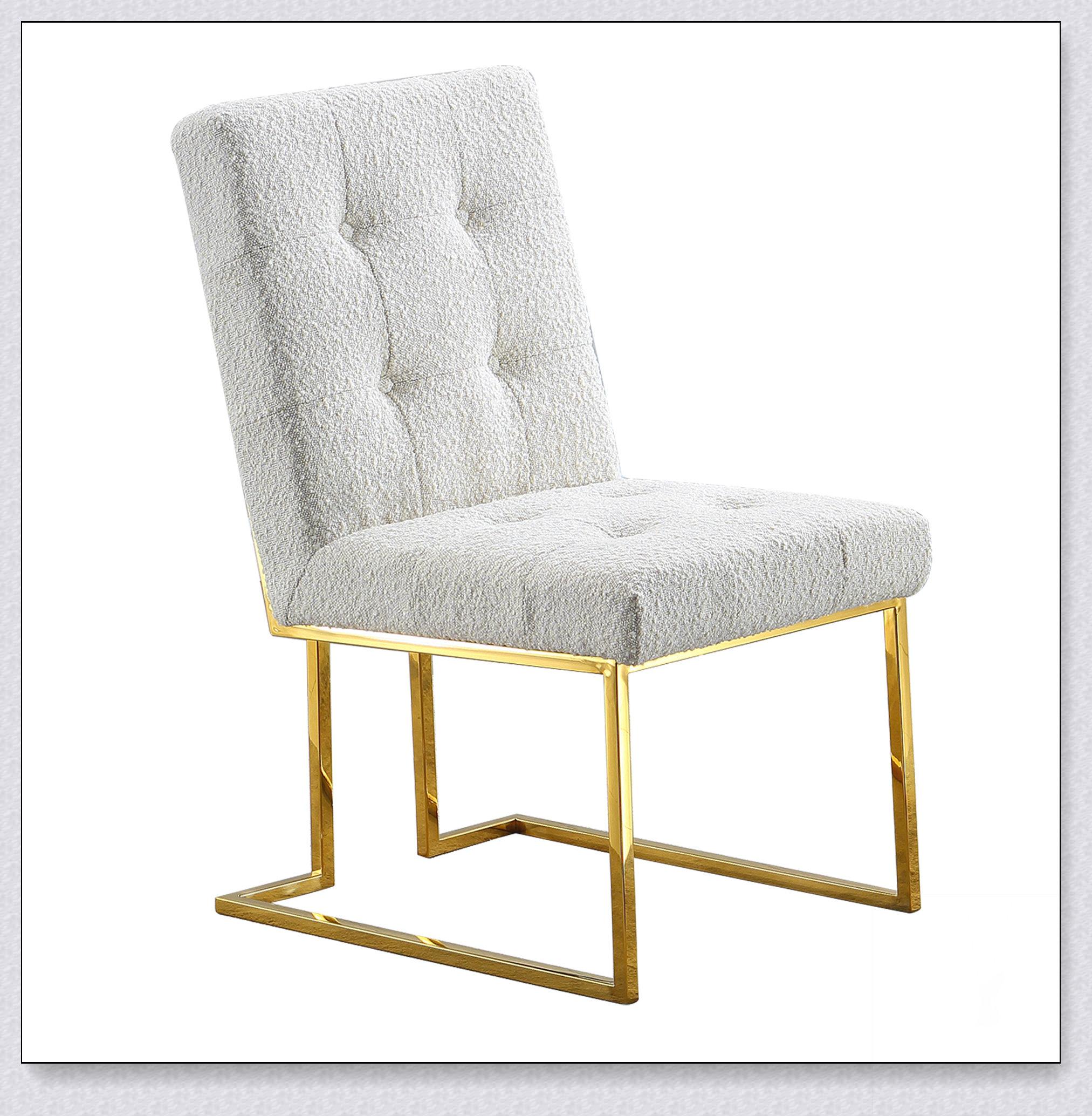 Everly Quinn Dining Chair, Tufted Design and Gold Finish Stainless Base ...
