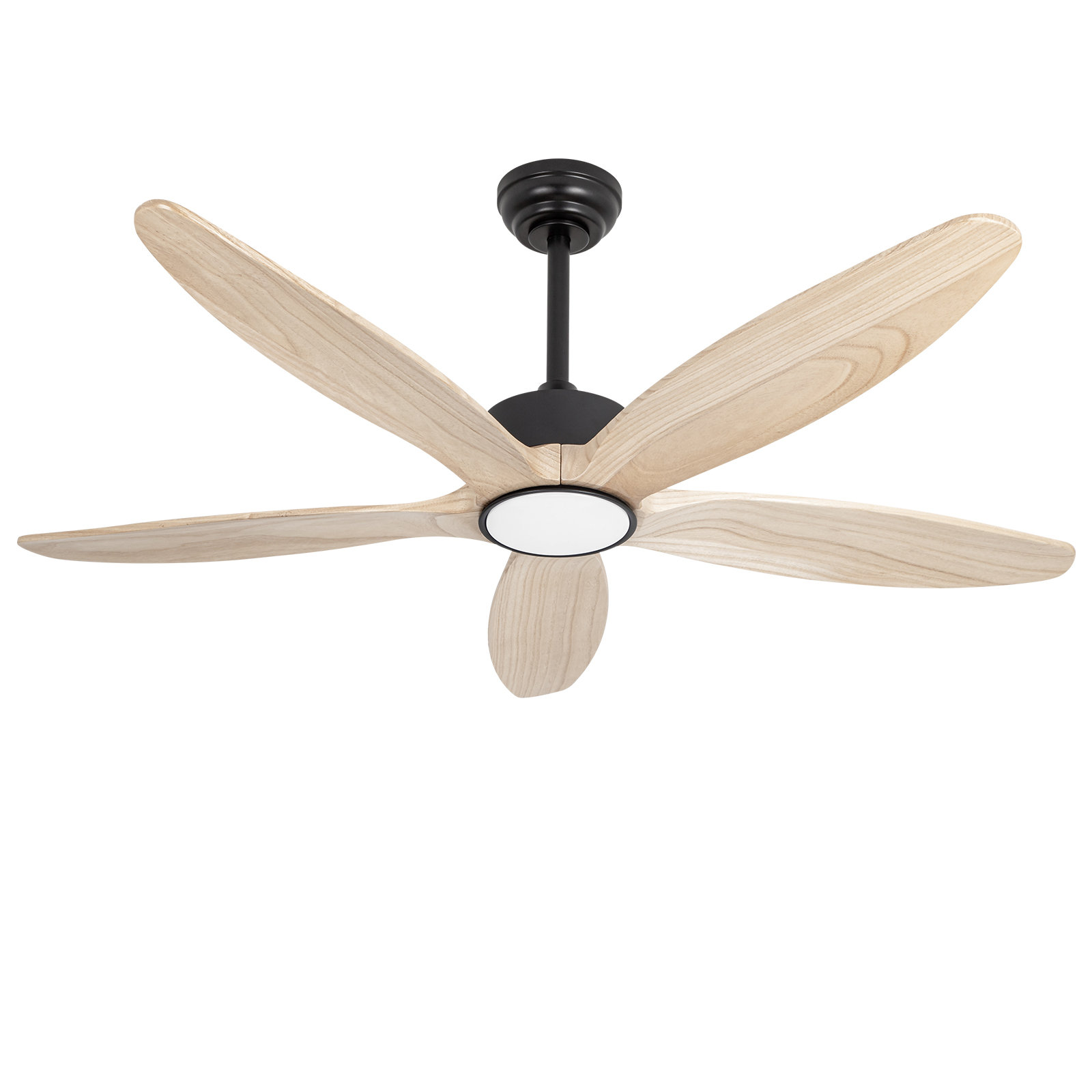 Ivy Bronx 5 Wood Blades Ceiling Fan With Light And Remote, Quiet Reversible Dc Motor, 6 Wind ...
