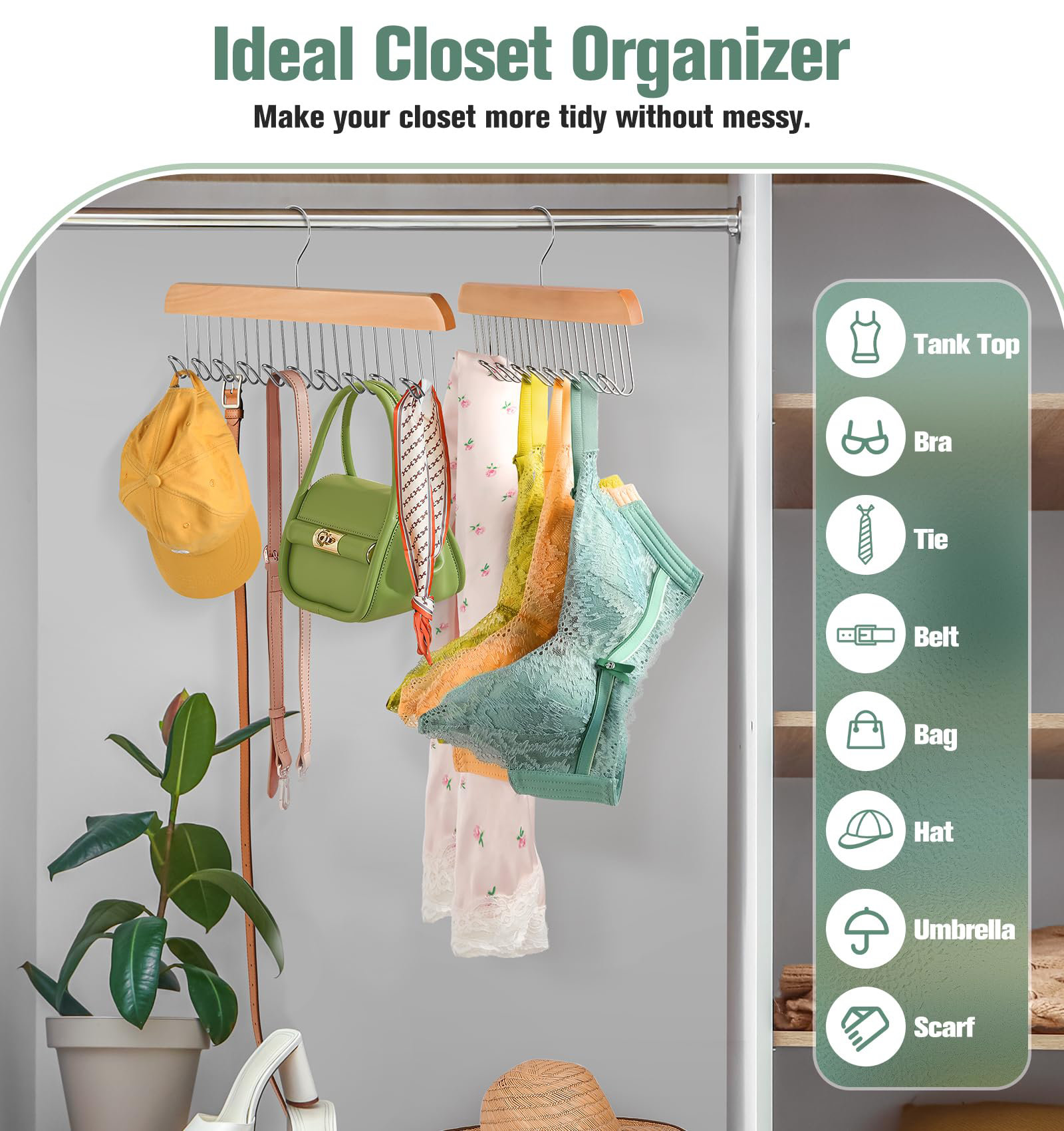 Rebrilliant 4-Pack Bra And Belt Hangers For Wardrobe With 40 Metal ...