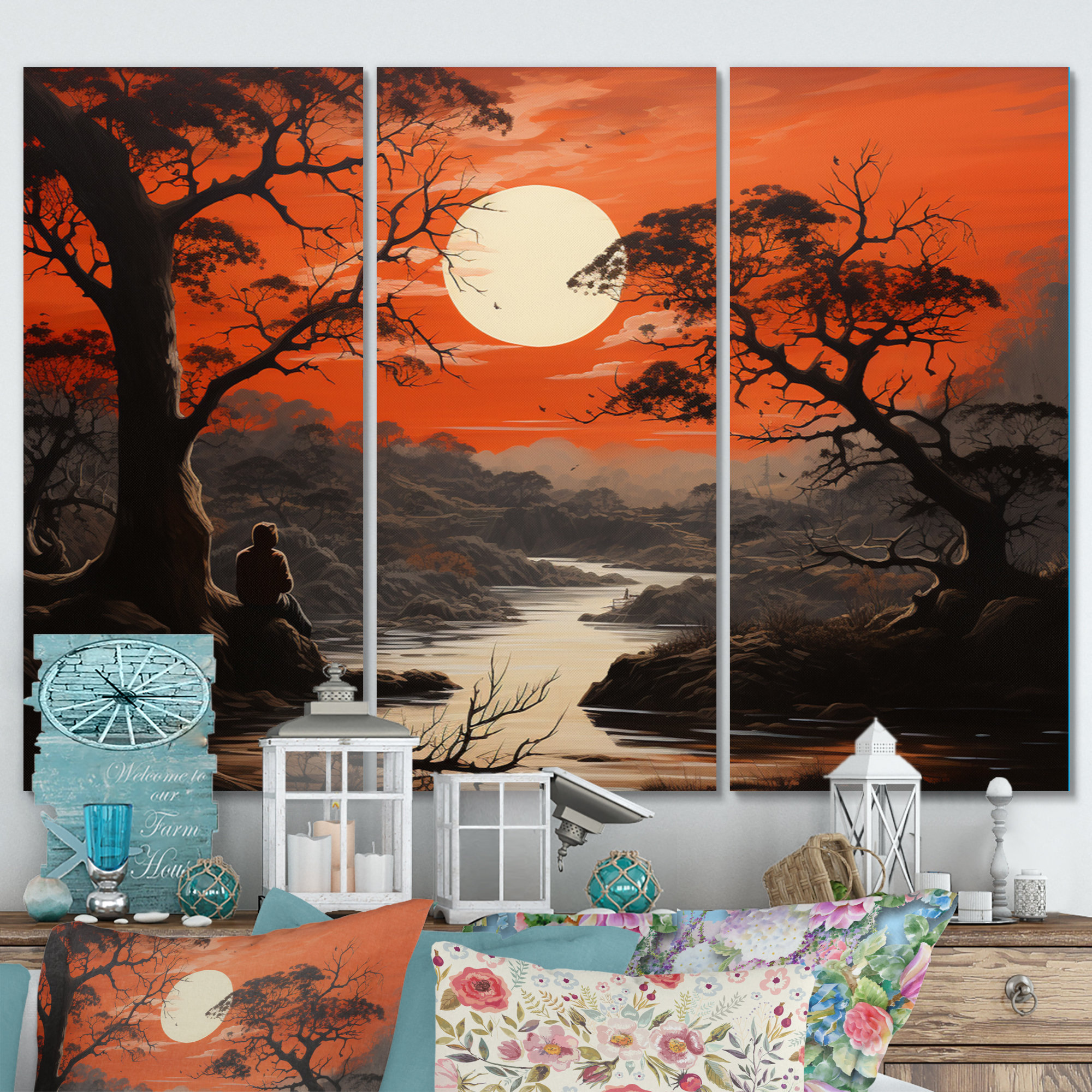 Design Art Asian Art Samurais Solitude IV - Asian Metal Wall Decor Set ...