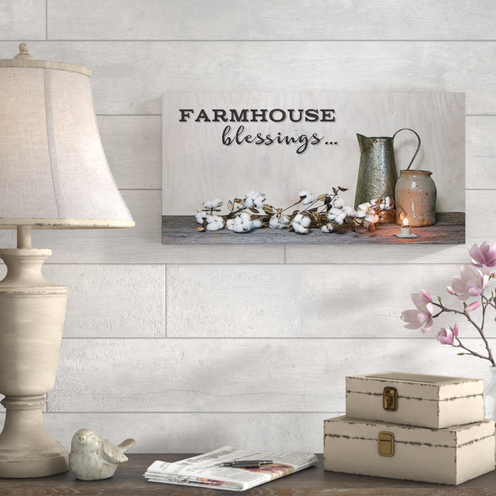 Gracie Oaks 'Farmhouse Blessings' Graphic Art Print on Canvas | Wayfair