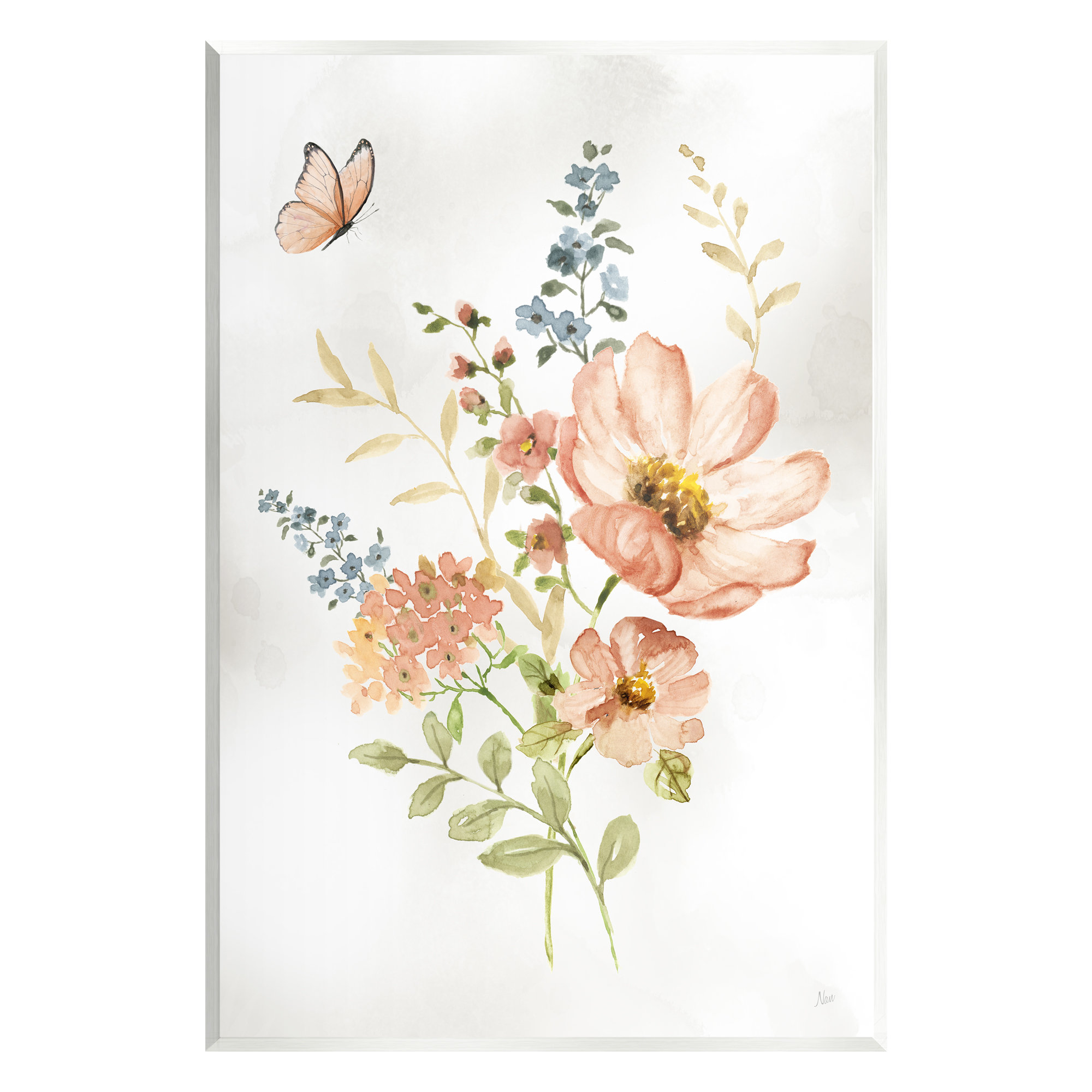 Stupell Industries Bb-761-Wood Soft Pink Flower Sprigs On MDF by Nan ...