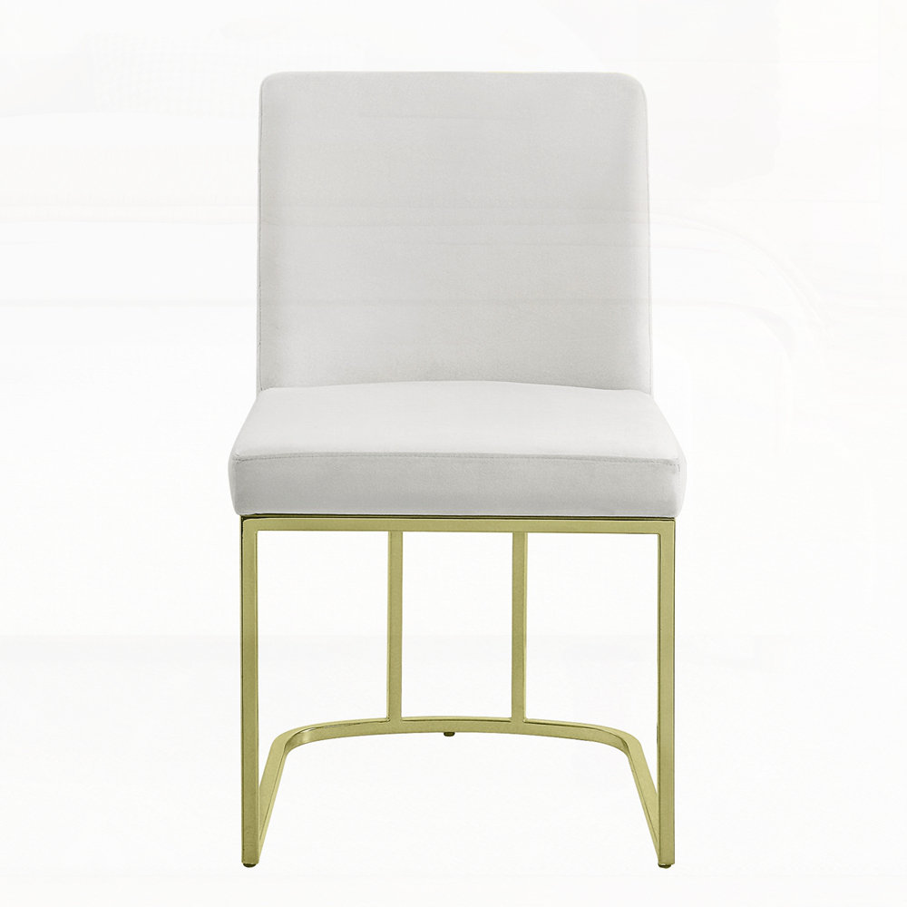 Everly Quinn Stylish Zazie Velvet Side Chair with Gold Finish, Lozenge ...
