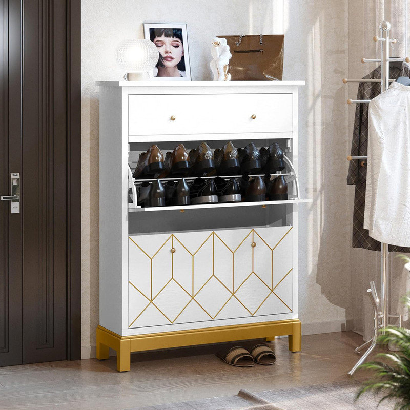 Kiflic Space Saving Hidden Shoe Cabinet with 2 Flip Doors and 1 Drawer ...