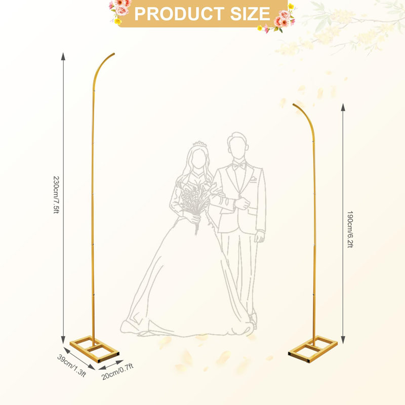 IFBECT Gold Metal Wedding Arch Backdrop Stand Set 2 Pieces | Wayfair