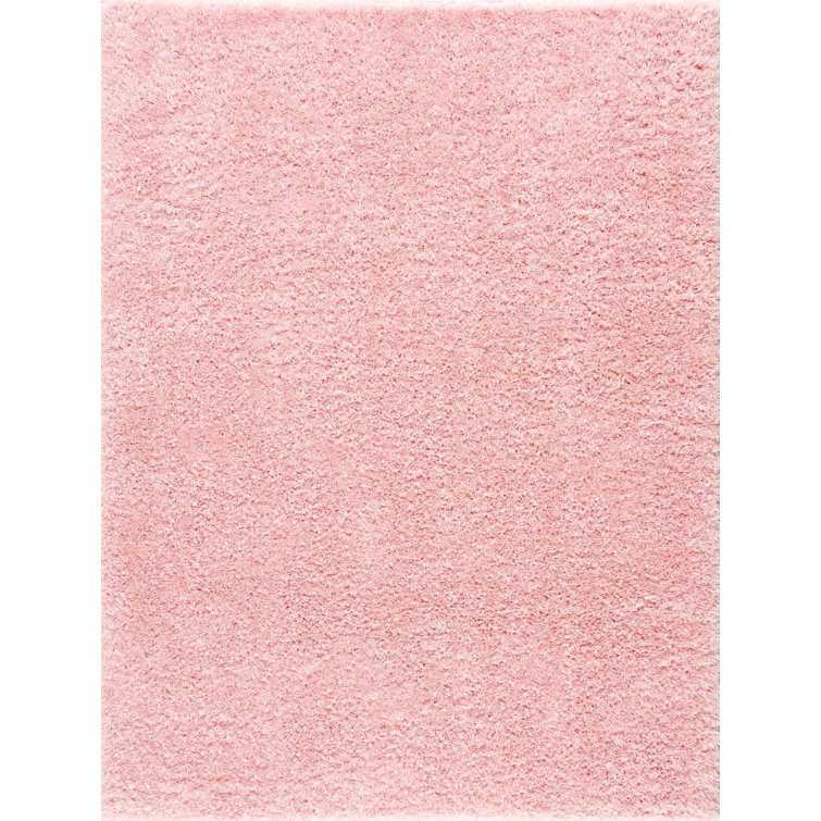 Ebern Designs Libero Solid Shag Pink Area Rug & Reviews | Wayfair