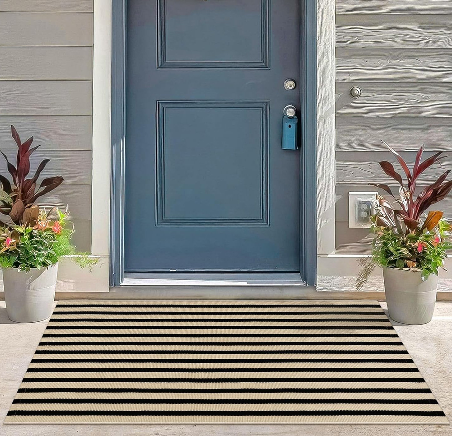 Rosalind Wheeler Front Door Mats Fall Decorations Striped Layered Door ...