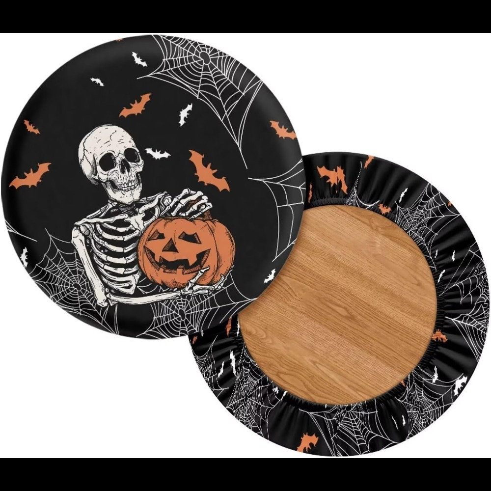 The Holiday Aisle® Halloween Stool Covers Round Set Of 2 Pack Pumpkin ...