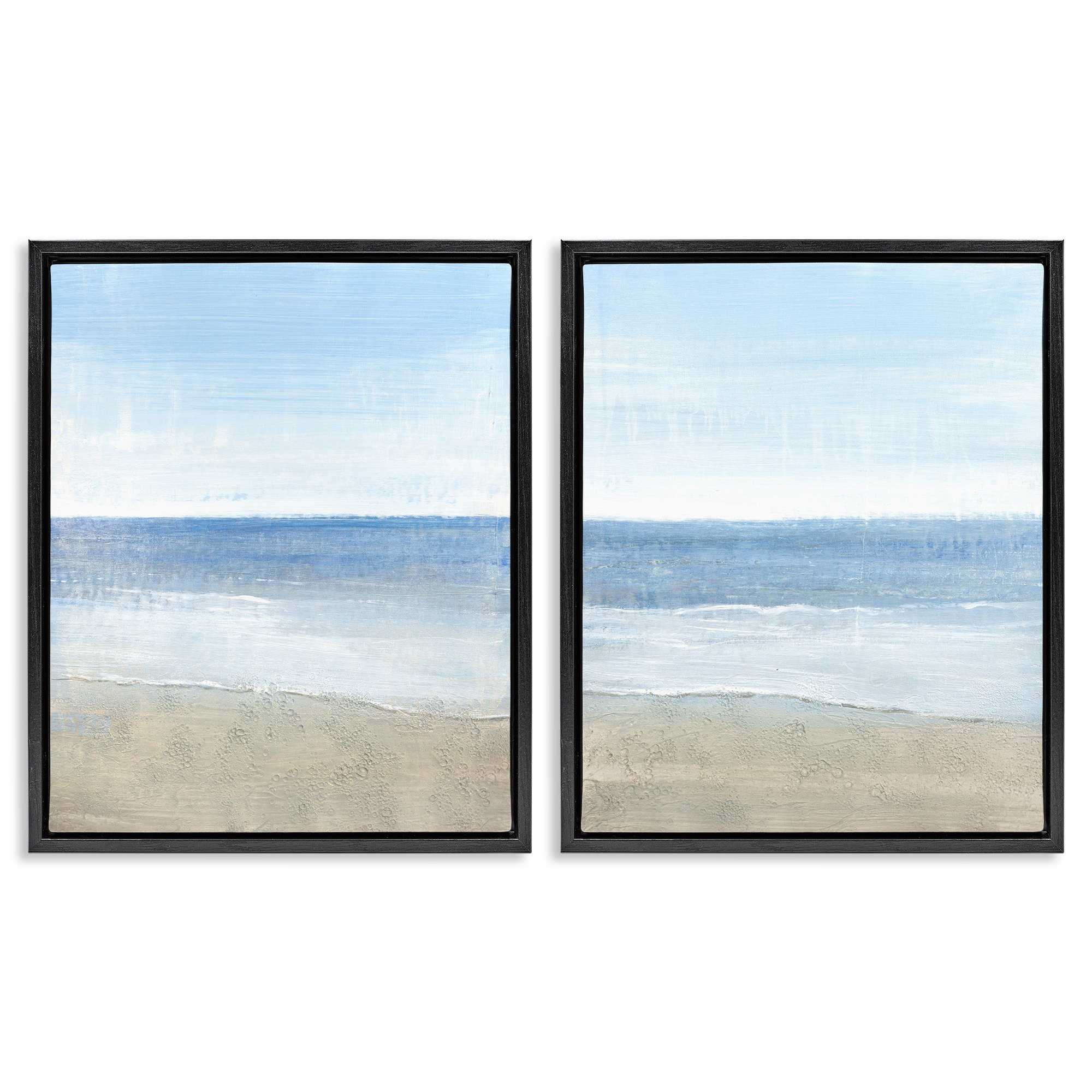 Rosecliff Heights Coastal Seafoam Beach Waves 2 Piece Grain Framed ...