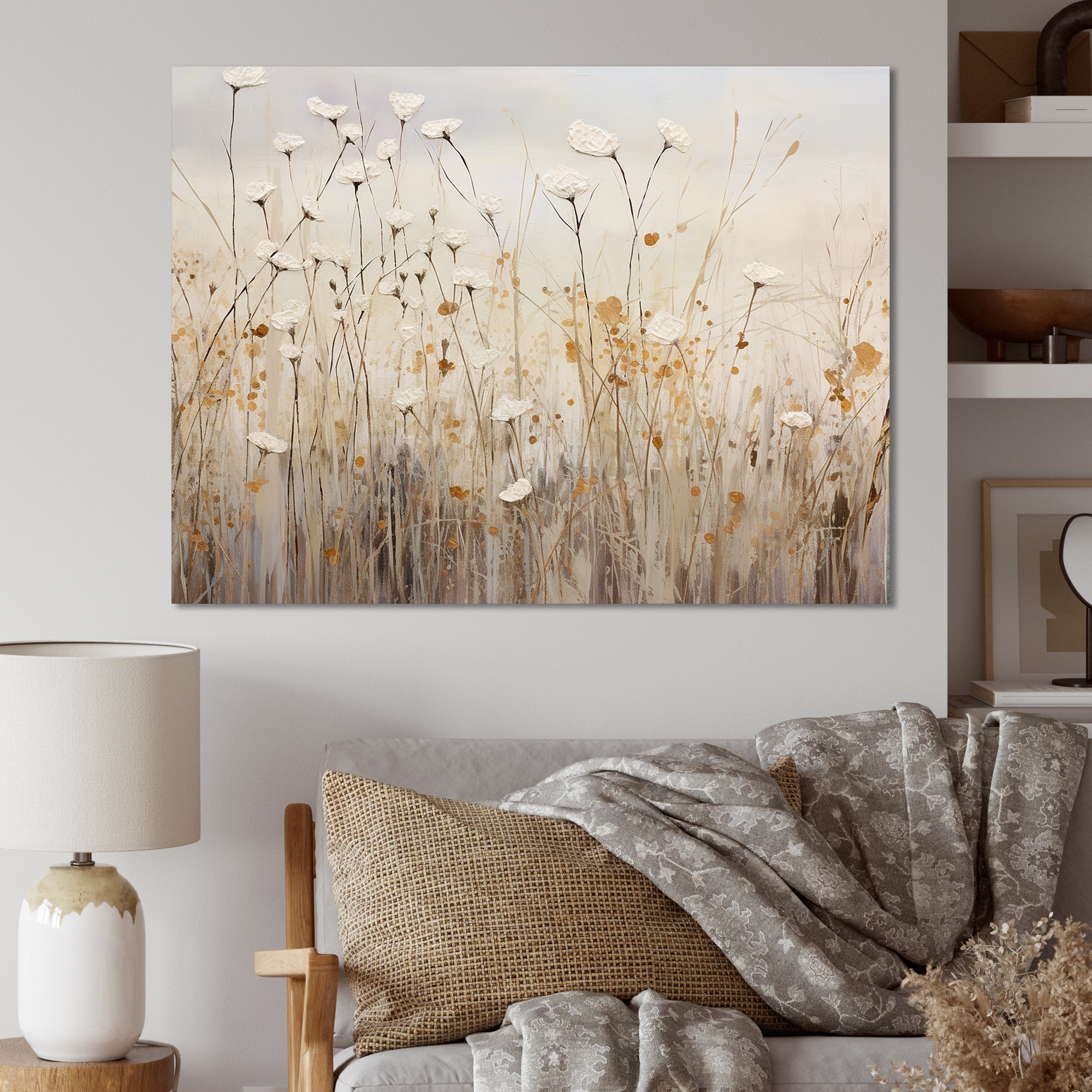 Design Art beige Wildflowers Floral Fantasy - Beige Wildflowers Wall ...