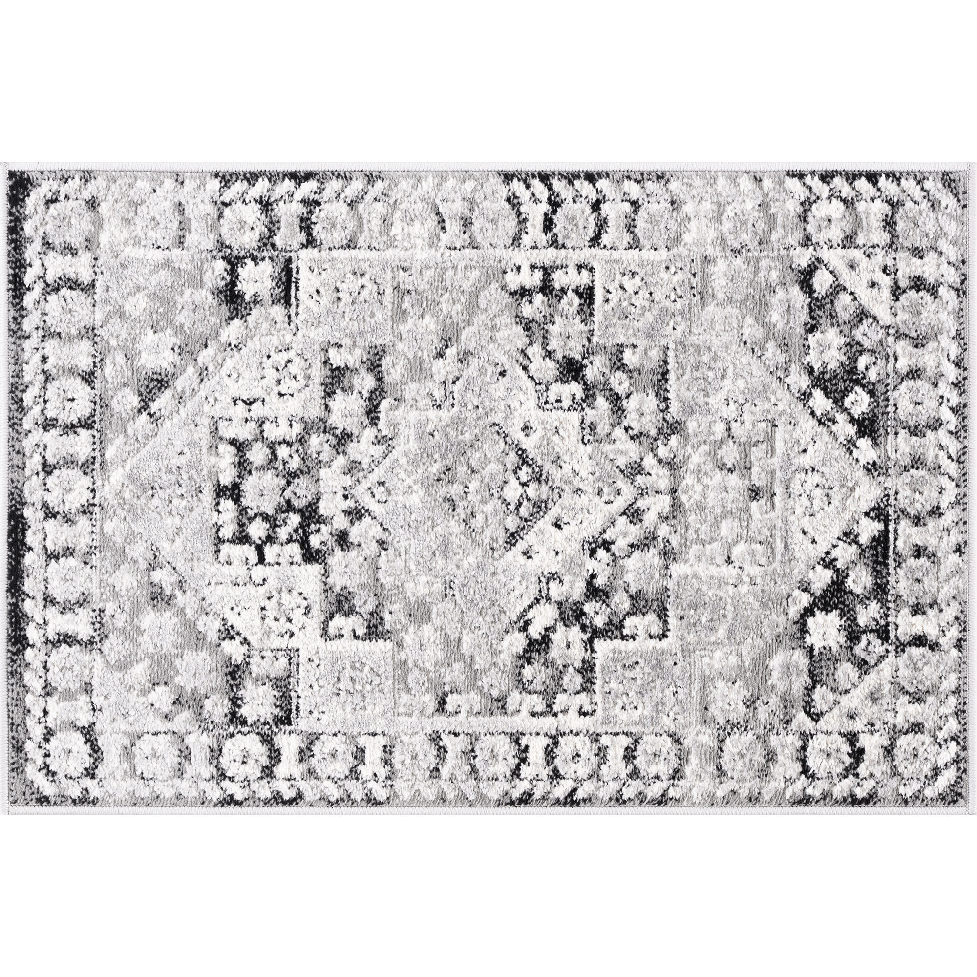 17 Stories Aisha Contemporary High-Low Abstract Black Indoor Area Rug ...