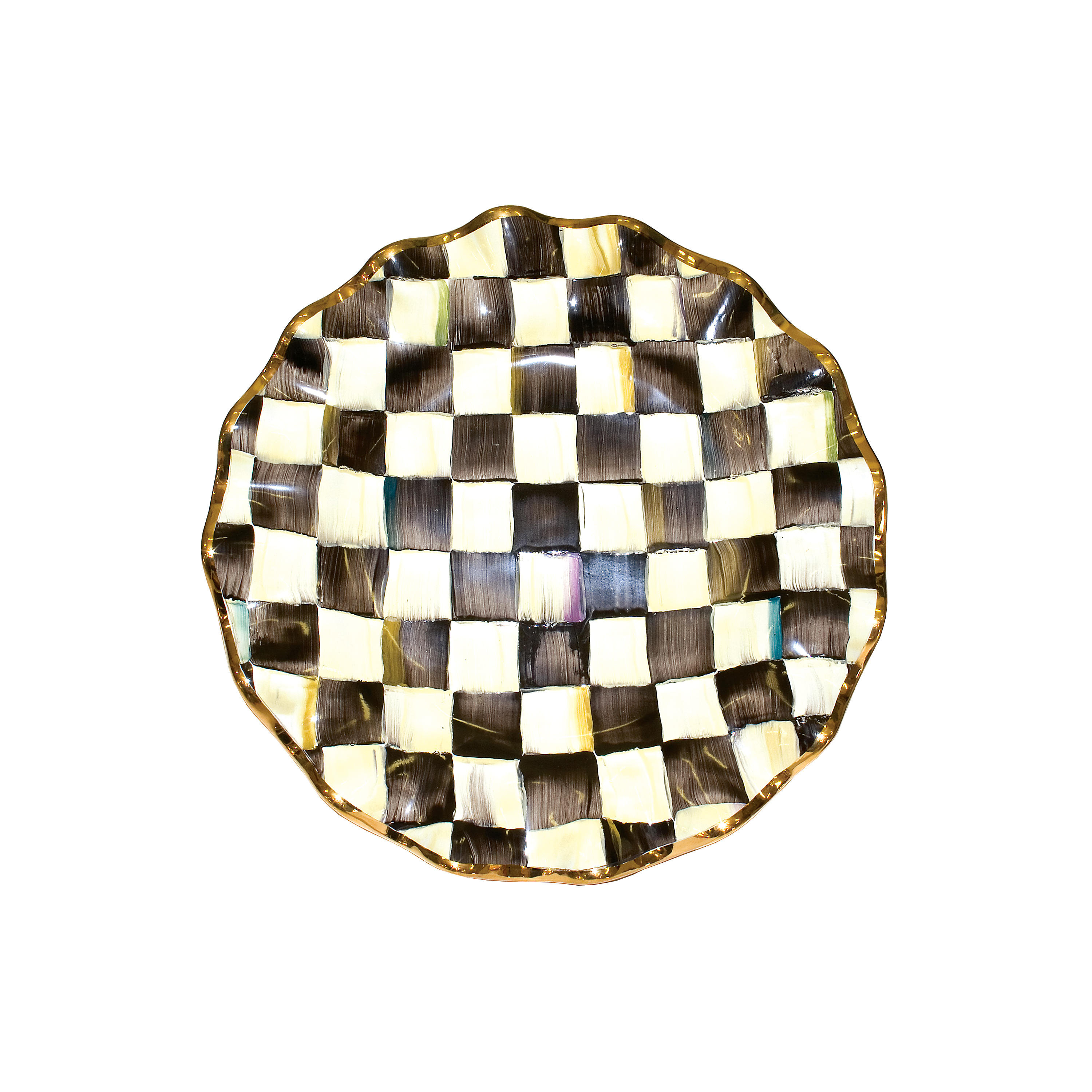 MacKenzie-Childs Courtly Check® Ceramic Fluted Dinner Plate | Wayfair