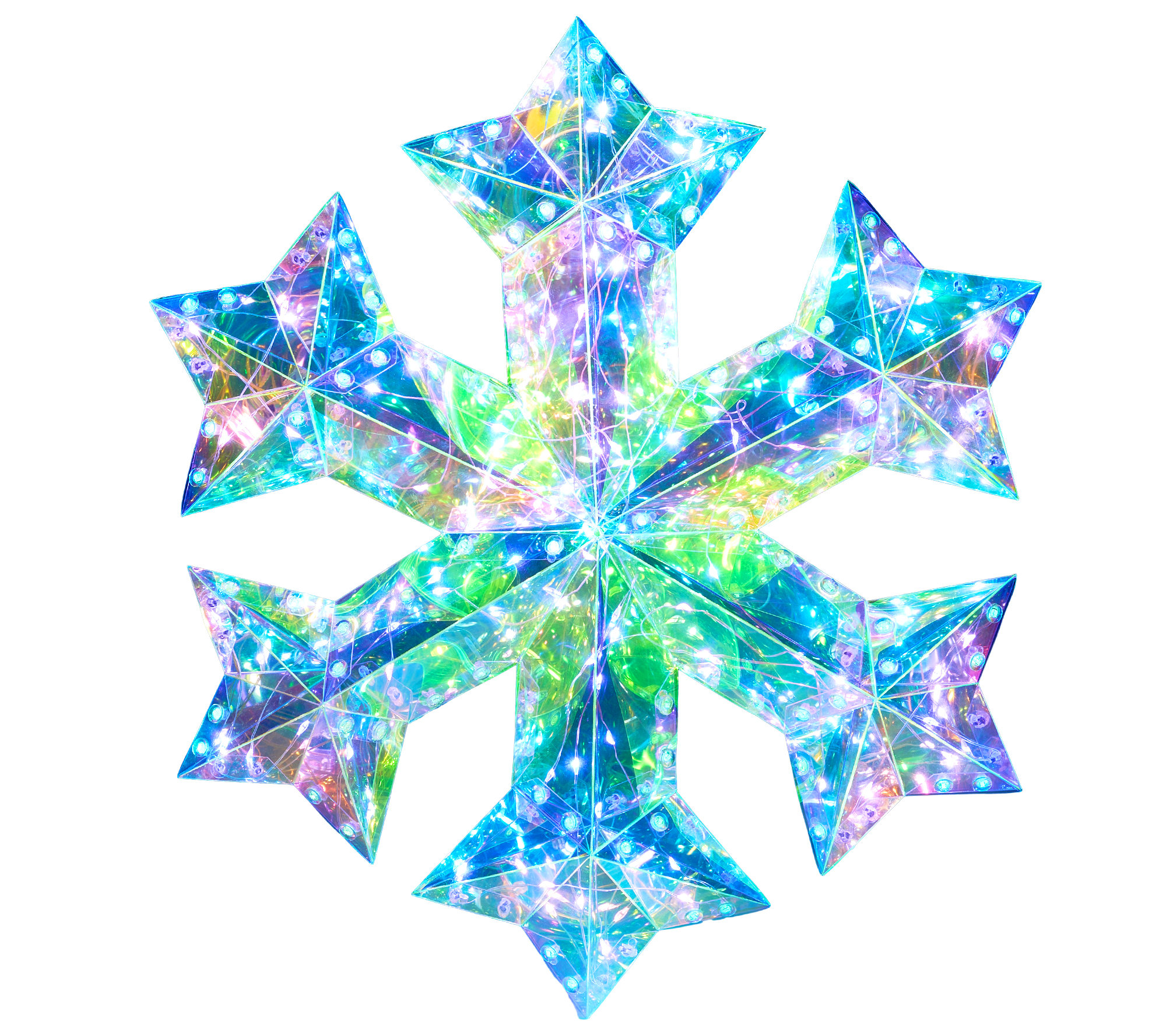 Mercer41 15in Prismatic Iridescent Snowflake Light, 100 LED Cool White ...