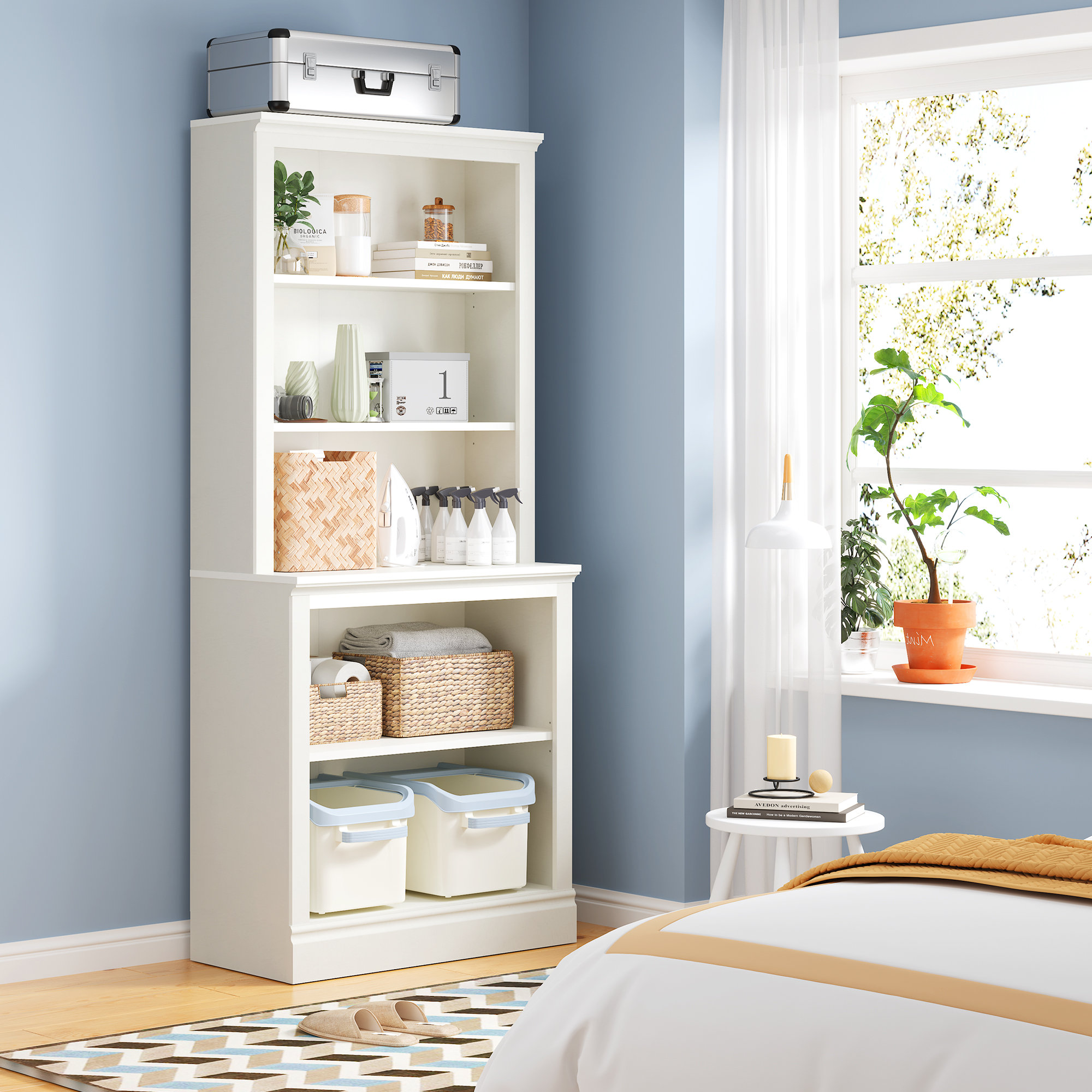 Winston Porter 5 Tiers 72" Multi-Depth Bookcase, Cabinet Floor Standing ...