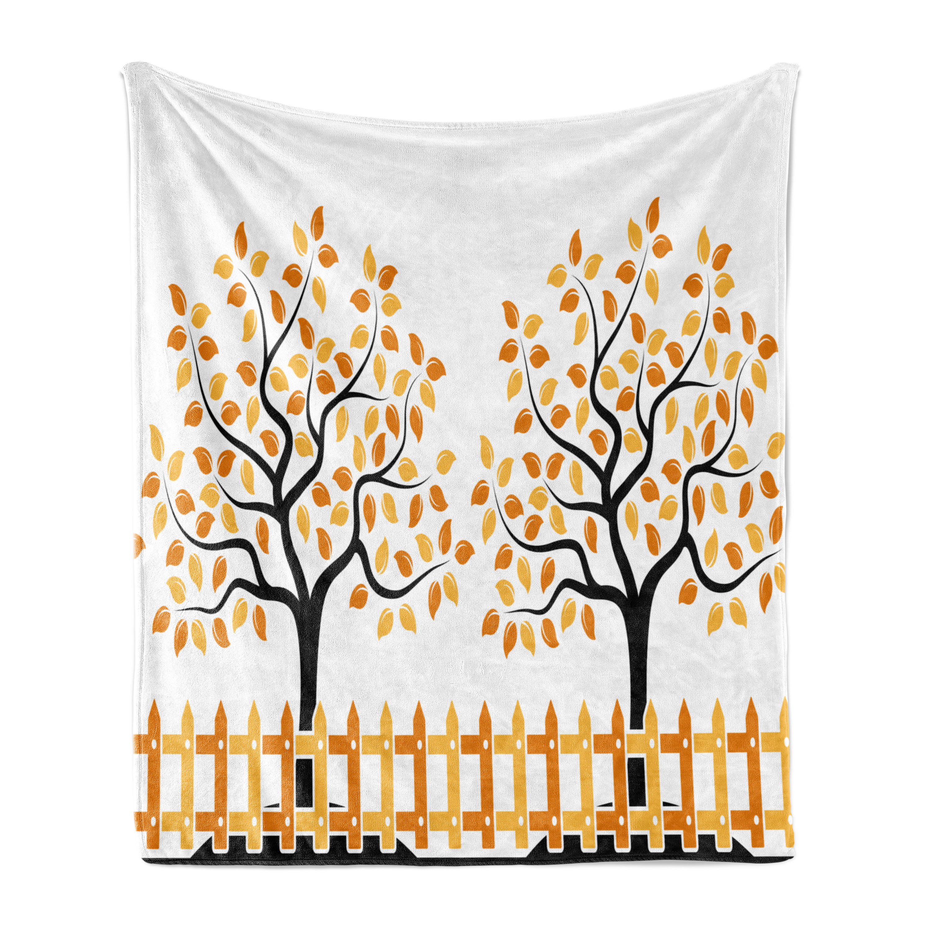 Ambesonne Farm House Fleece Throw Blanket Fall Autumn Trees Orange ...