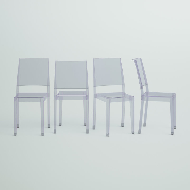 Orren Ellis Bralynne Transparent Stacking Side Chair - Armless Side ...
