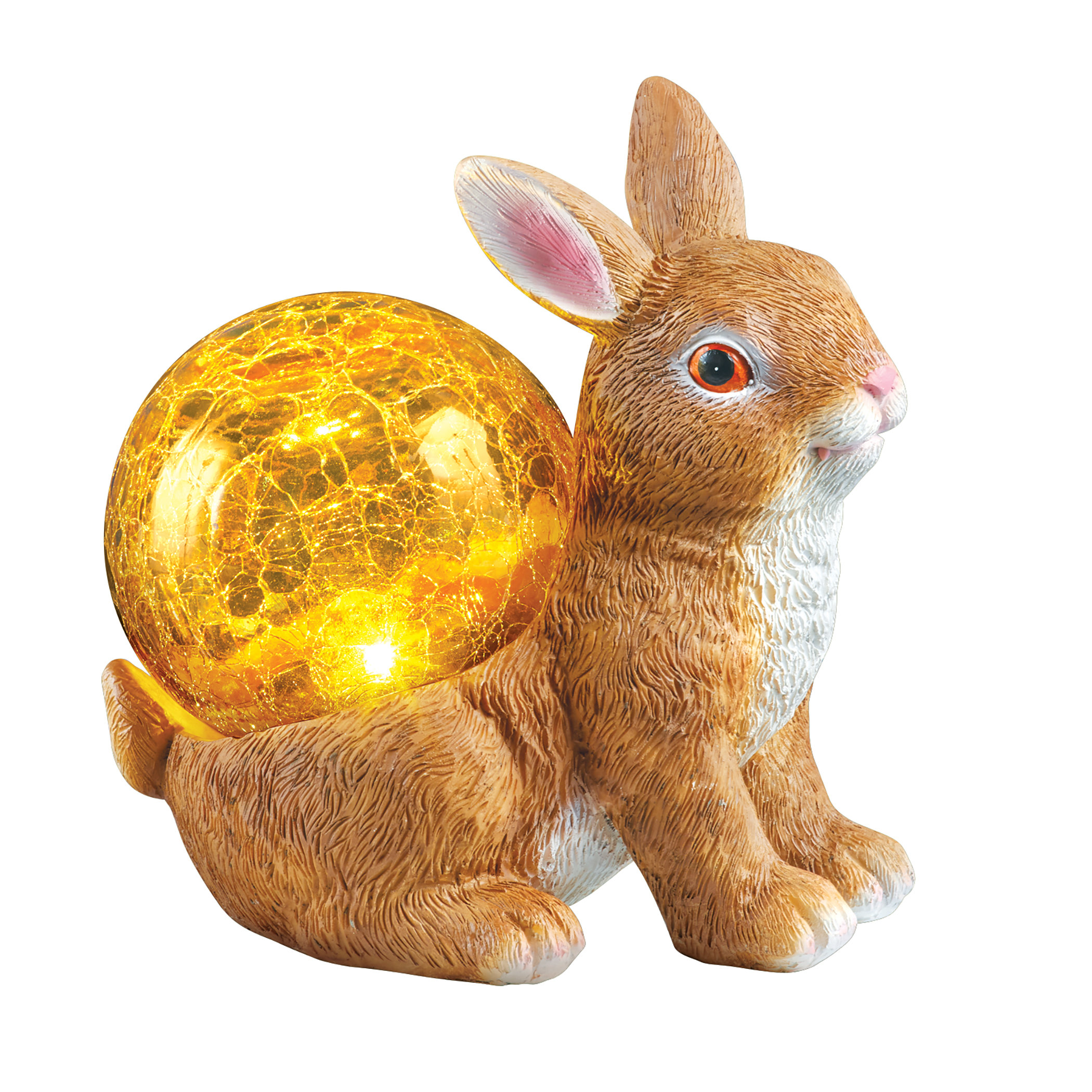 August Grove® Hand-Painted Solar Powered Realistic Bunny Garden Statue ...