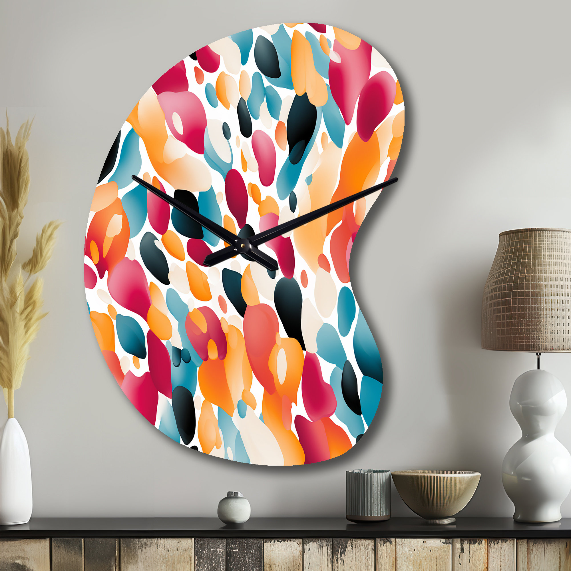 Design Art Pink And Blue Vibrant Abstract Wilderness - Boom Shape ...