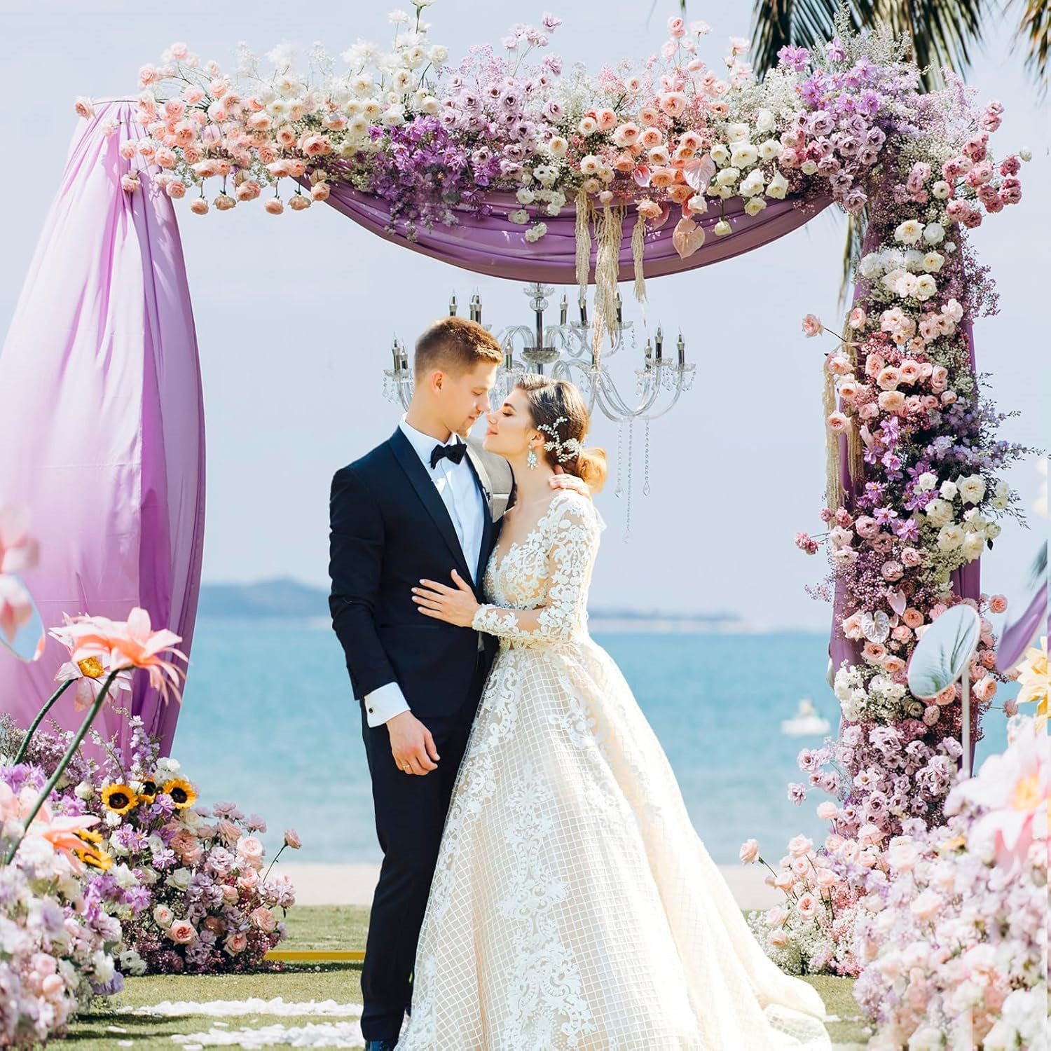 DONIVE Wedding Arch Backdrop Stand Square Metal Rectangular Arch Frame ...