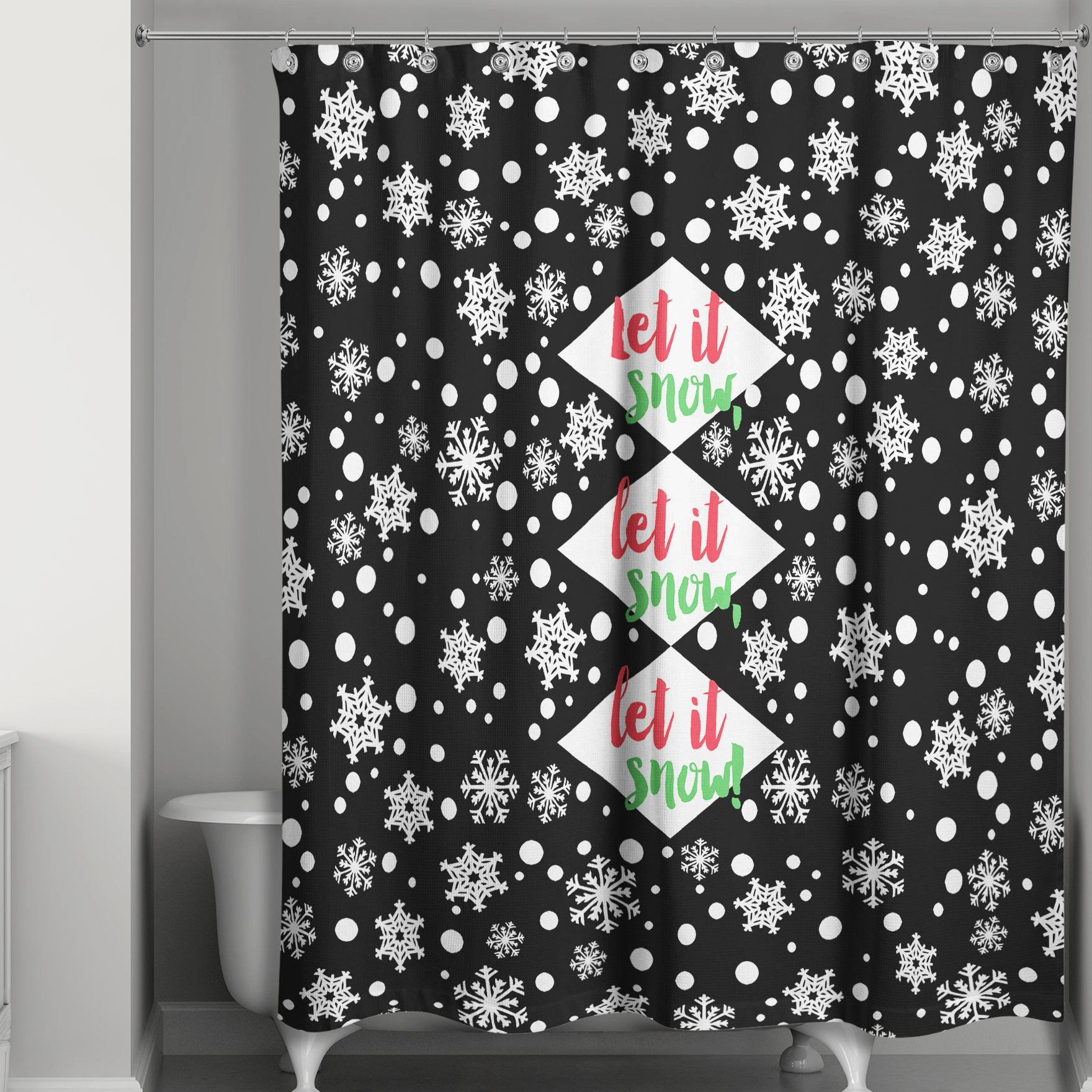 The Holiday Aisle® Vallejo Let It Snow Single Shower Curtain | Wayfair