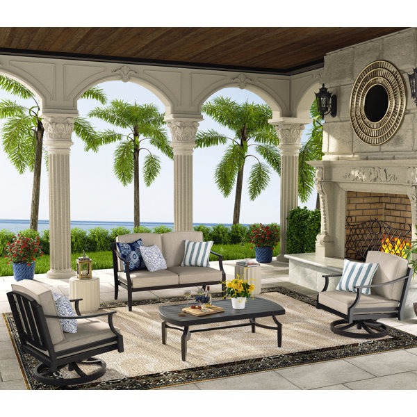 Peak Home Furnishings Tamarin 4 Person Patio Aluminum Swivel ...