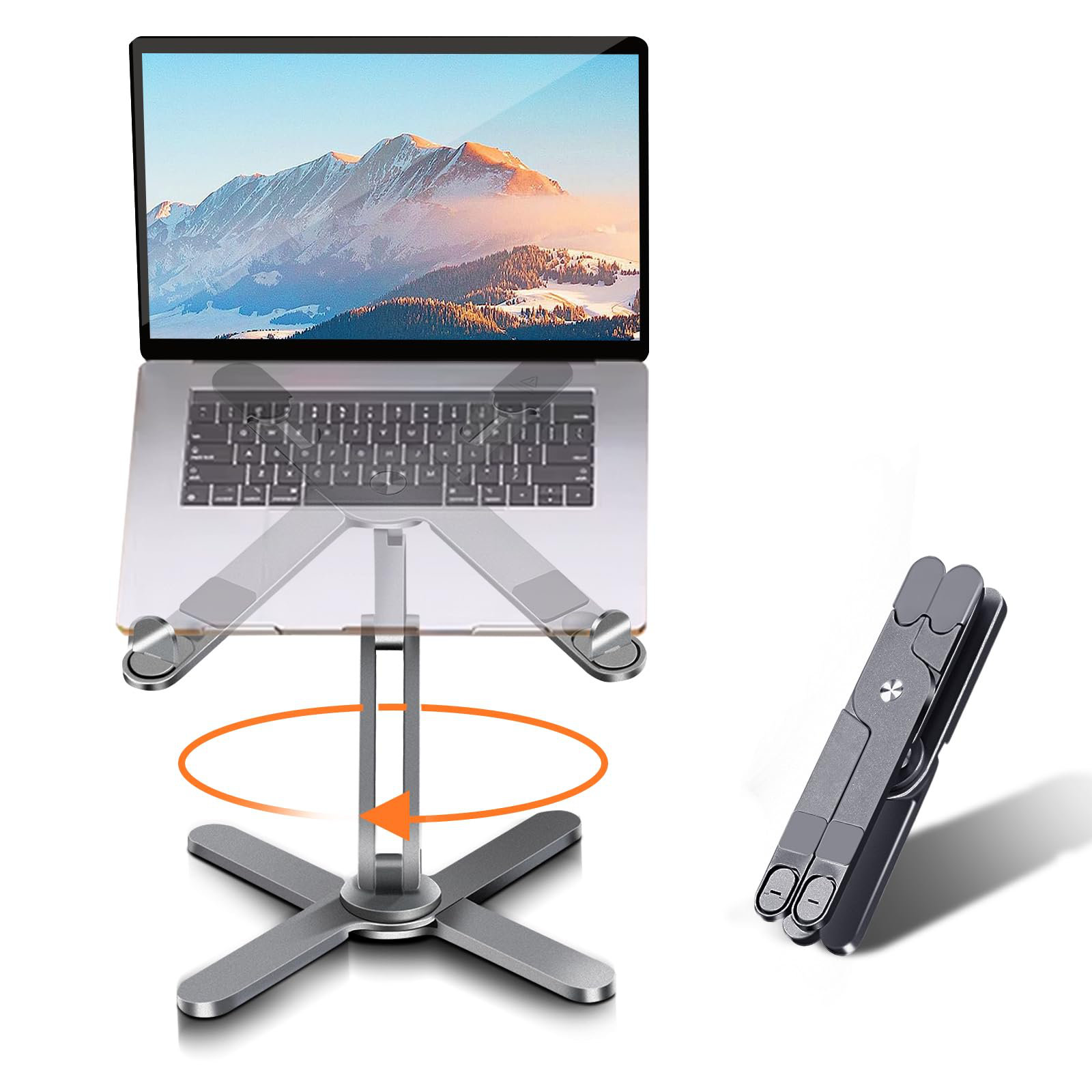 Inbox Zero Laptop Stand Features A 360-Degree Swivel Base And Folds ...