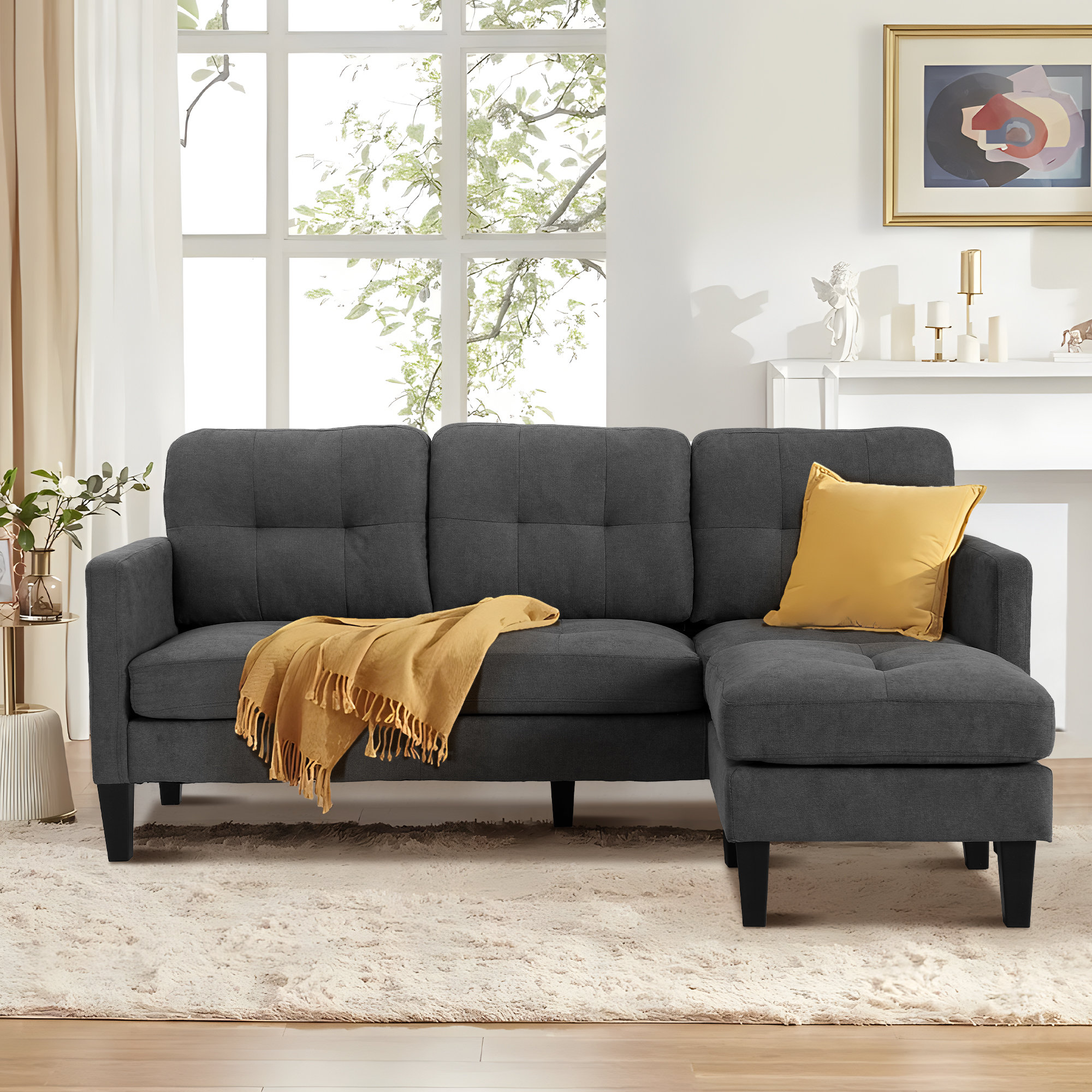 Ebern Designs Atiye 74'' Upholstered Convertible Sofa | Wayfair