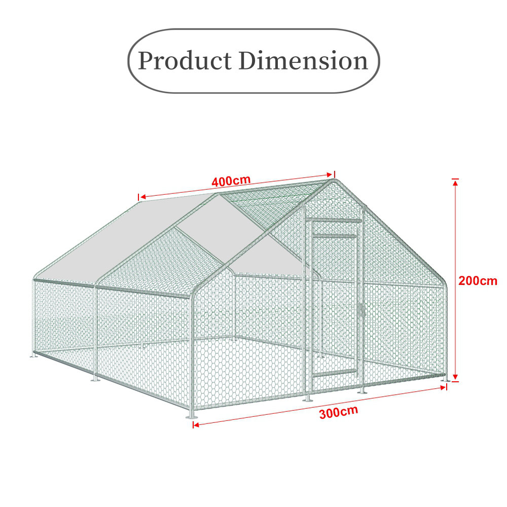Arlmont & Co. Tellervo Chicken Coop Large Metal Chicken Run for ...