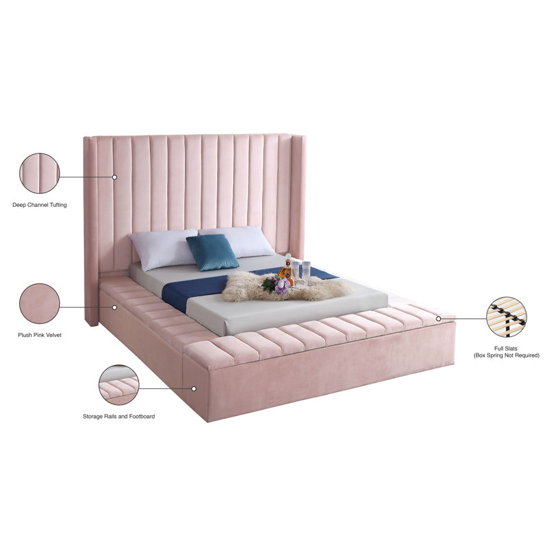 Everly Quinn Rick Upholstered Wingback Bed & Reviews | Wayfair