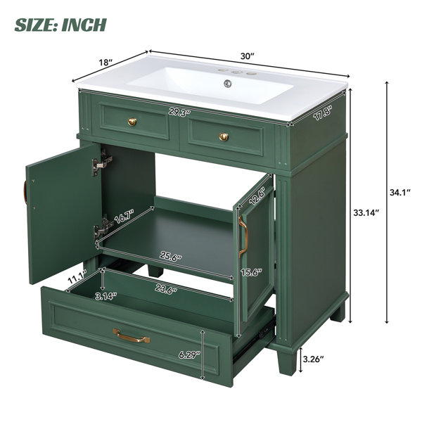 Winston Porter 30'' Bathroom Vanity With Ceramic Sink Frame Bathroom ...