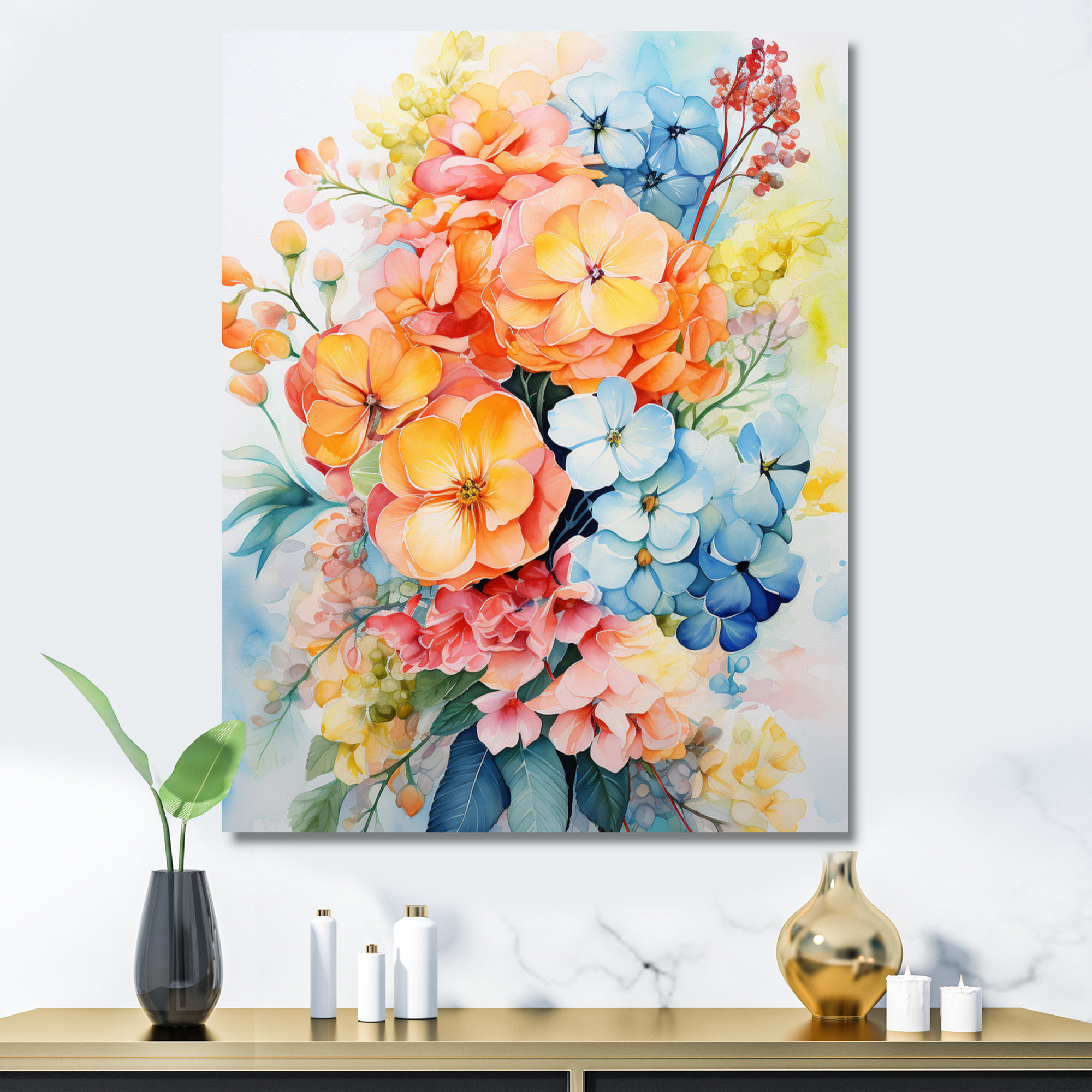 Winston Porter Lashane Orange Blue Abstract Still Lifes I - Wrapped ...