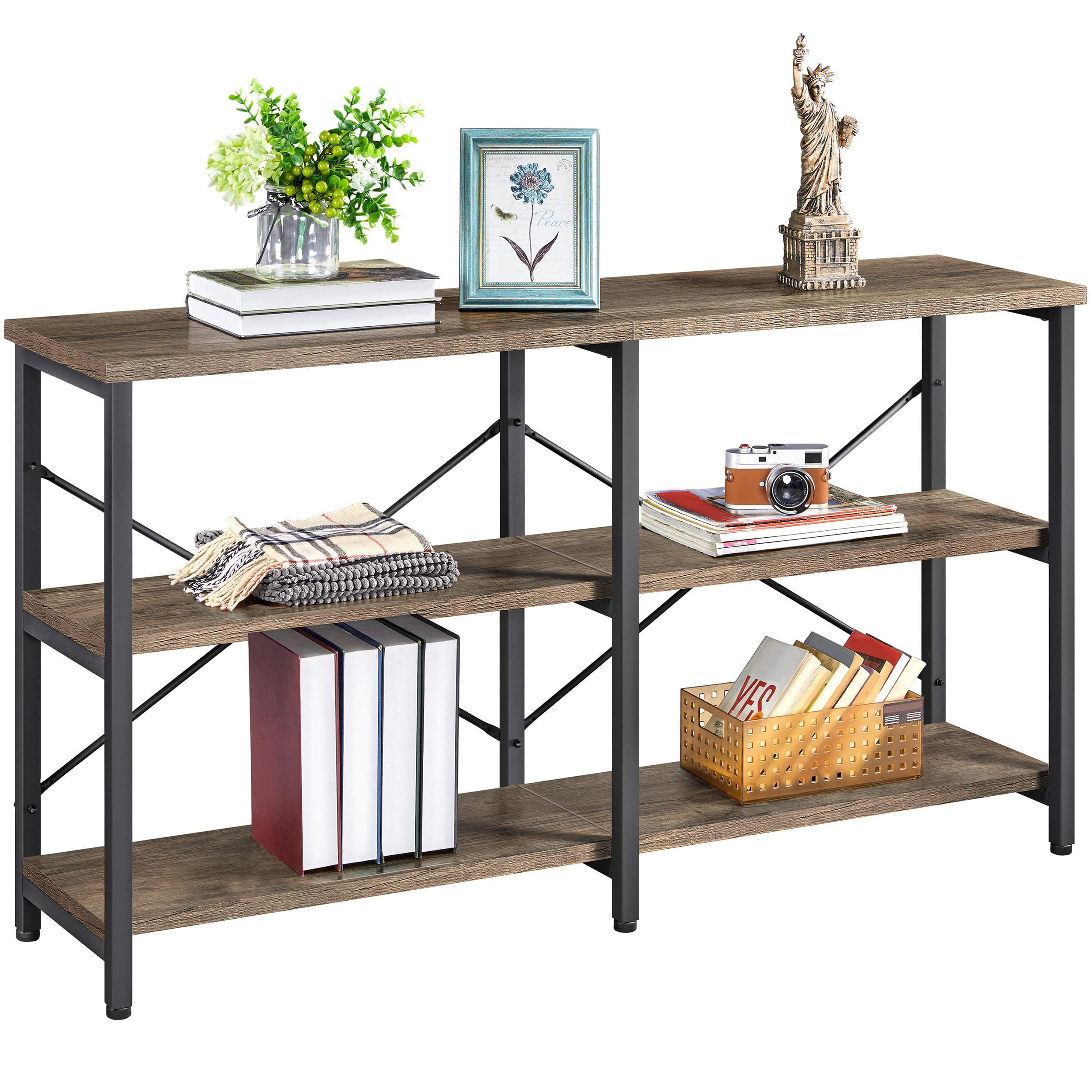 17 Stories 55 Inch Console Table, 3 Tier Hallway Table With Storage ...