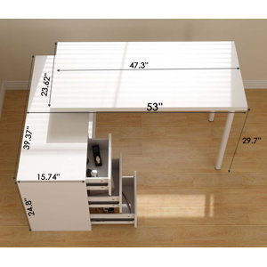 Ebern Designs L Shaped Desk With Drawers & Reviews | Wayfair
