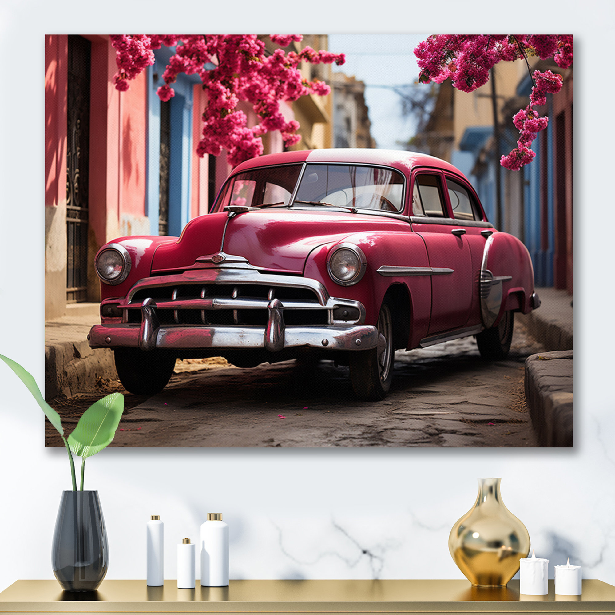 Red Barrel Studio Pink Cuban Car - Transportation Wall Art Living Room ...