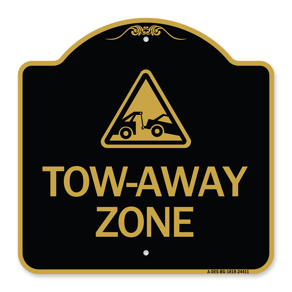 Signmission Designer Series Sign - Tow-Away Zone With Graphic | Black ...