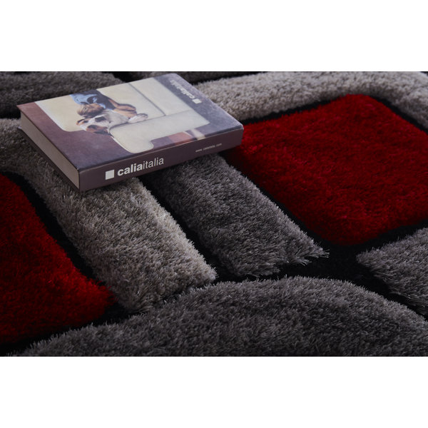 Latitude Run® Corey-Leigh Abstract Shag Red/Gray Area Rug & Reviews ...