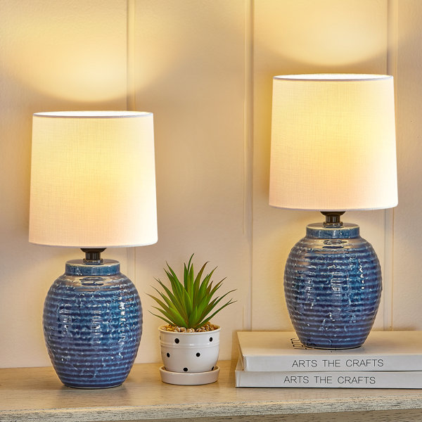 Ebern Designs 13.75" Ceramic Small Table Lamps Mini Farmhouse Lamps ...