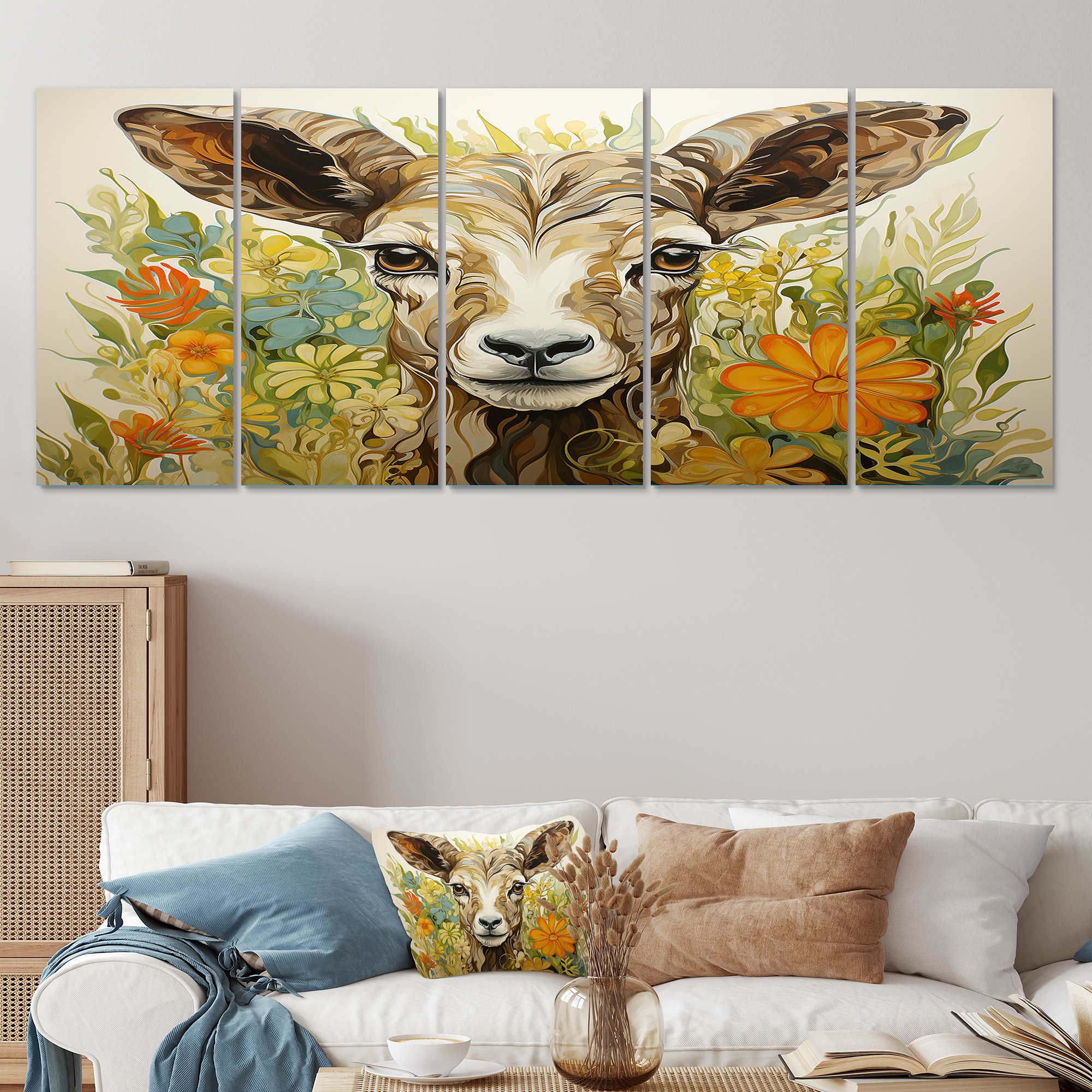 August Grove® Brown Goat Farm Meadow III - Goat 5 Piece Wall Art Decor ...