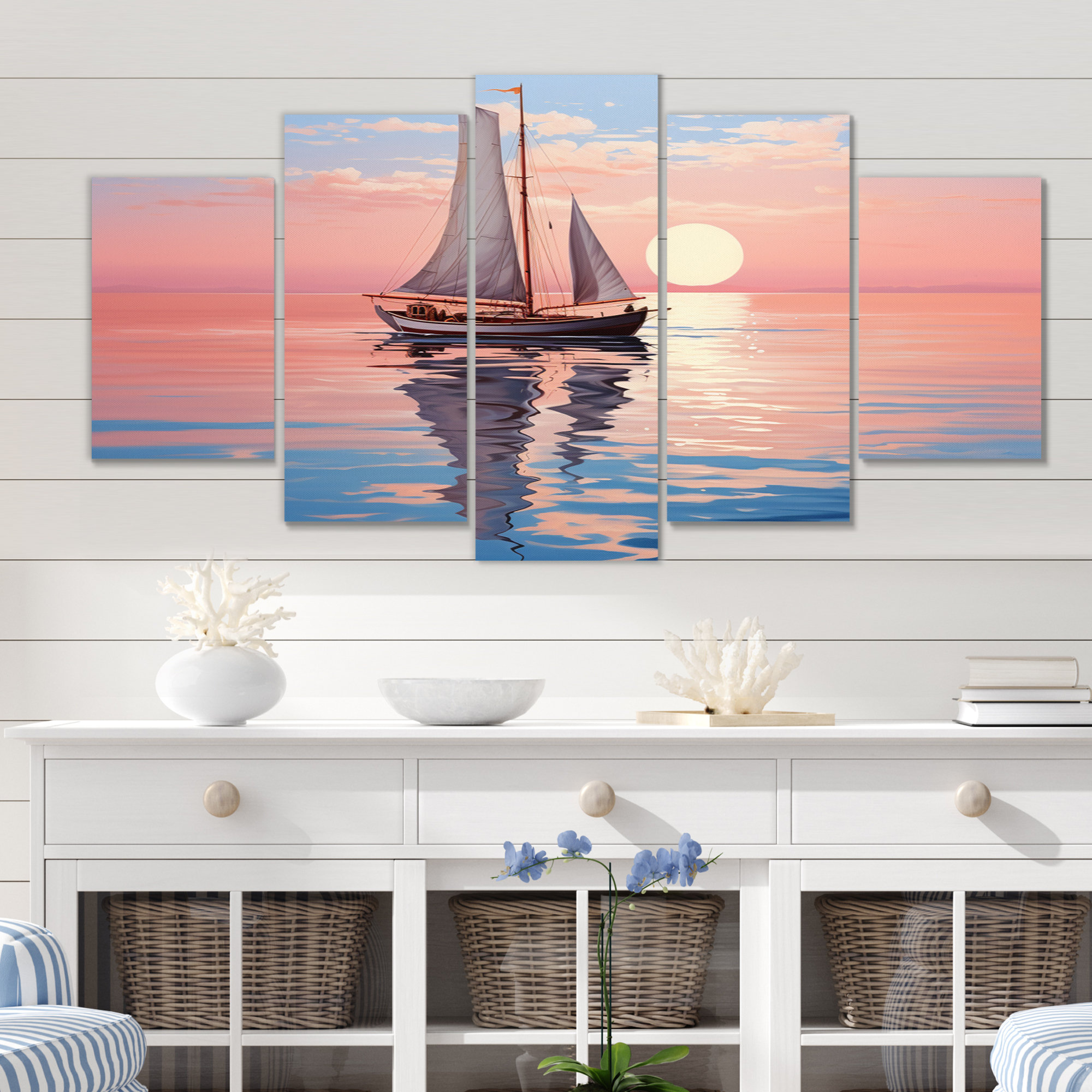 Breakwater Bay Sailboat Coastal Dreams II - Sailing Boat Canvas Art ...