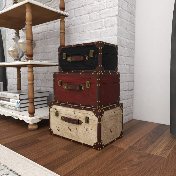 Breakwater Bay Wooden Nesting Vintage Decorative Multi Colored Trunk ...